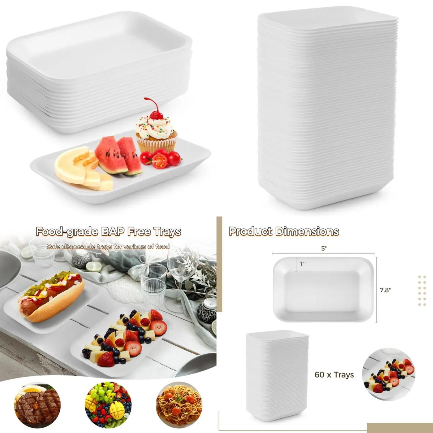 XTEURHD 60Pcs Crafts Foam Trays White Foam Disposable Poultry Meat ...