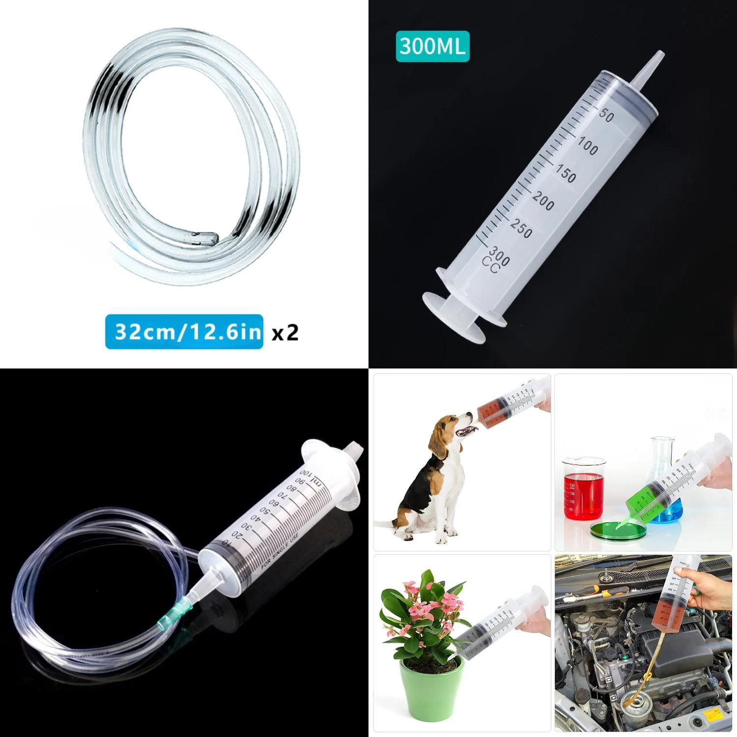 XTEURHD Large Capacity Syringe Reusable Measuring with 32cm Hose Ink ...