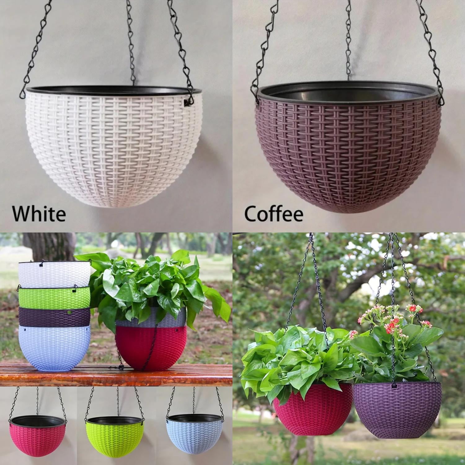 XTEURHD Versatile Round Resin Hanging Flower Hanging Pots Basket ...