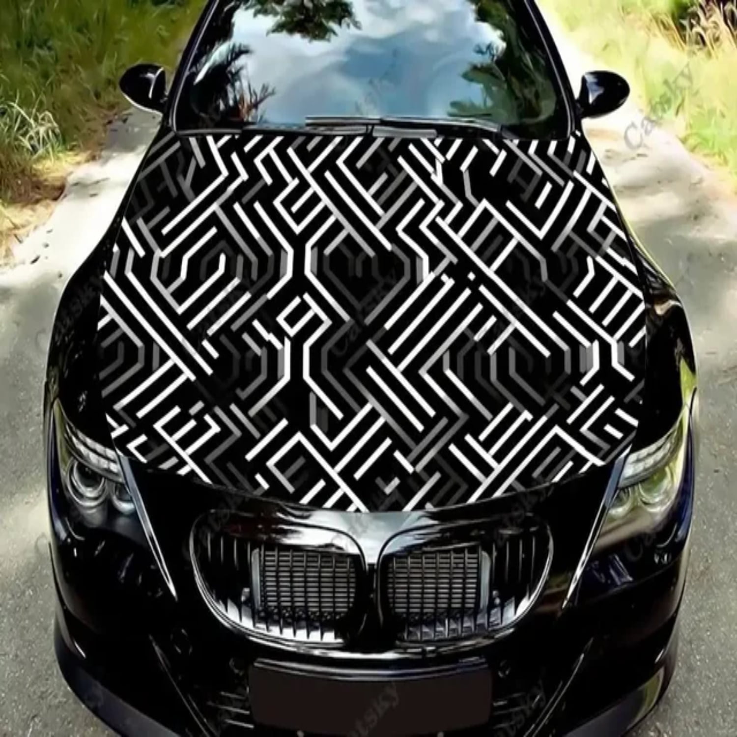 XTLHSM Elegant Black and White Geometric Patterns Vinyl Stickers Wrap ...