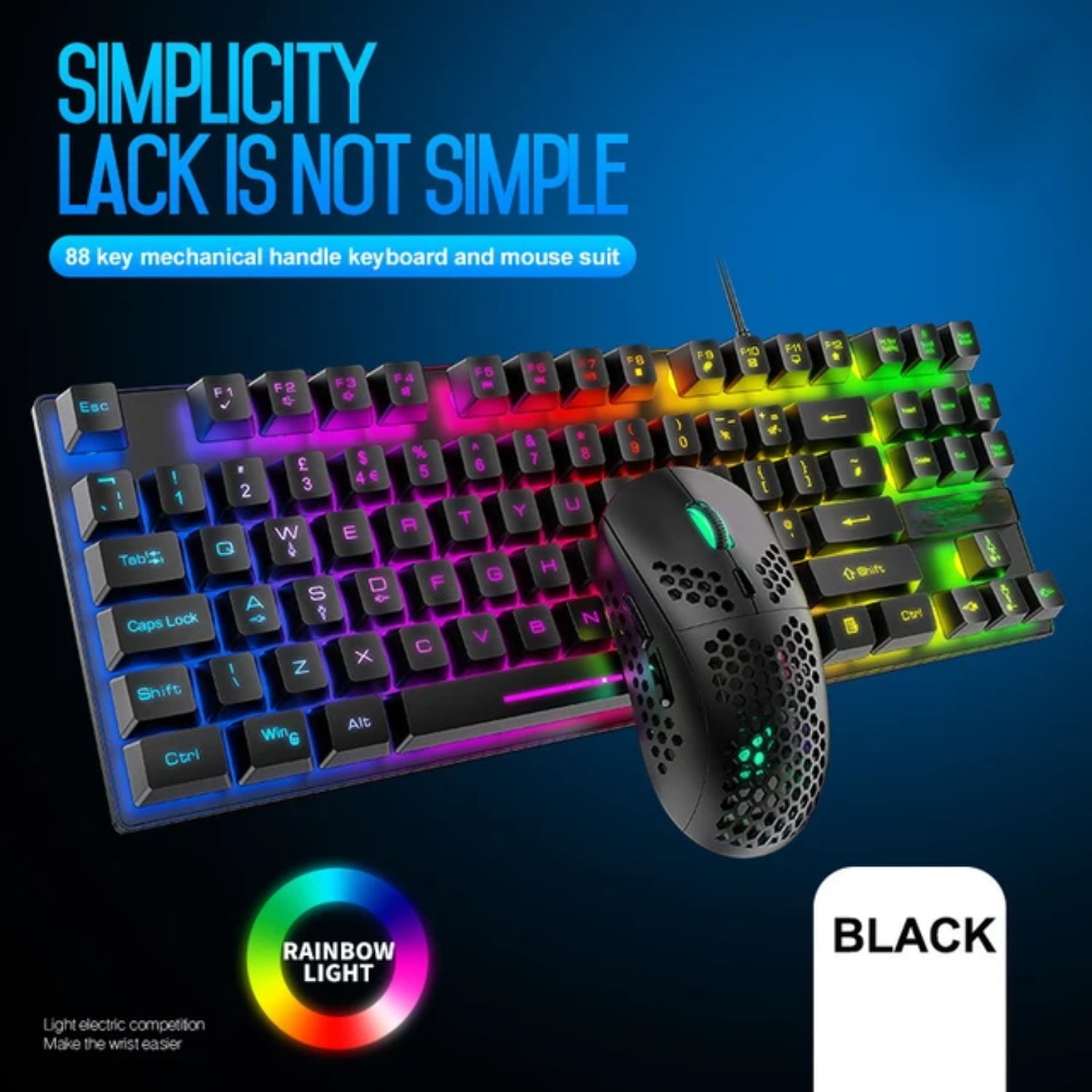 XTLHSM RGB Backlight USB Wired Mechanical Feel Gaming Keyboard Mouse ...
