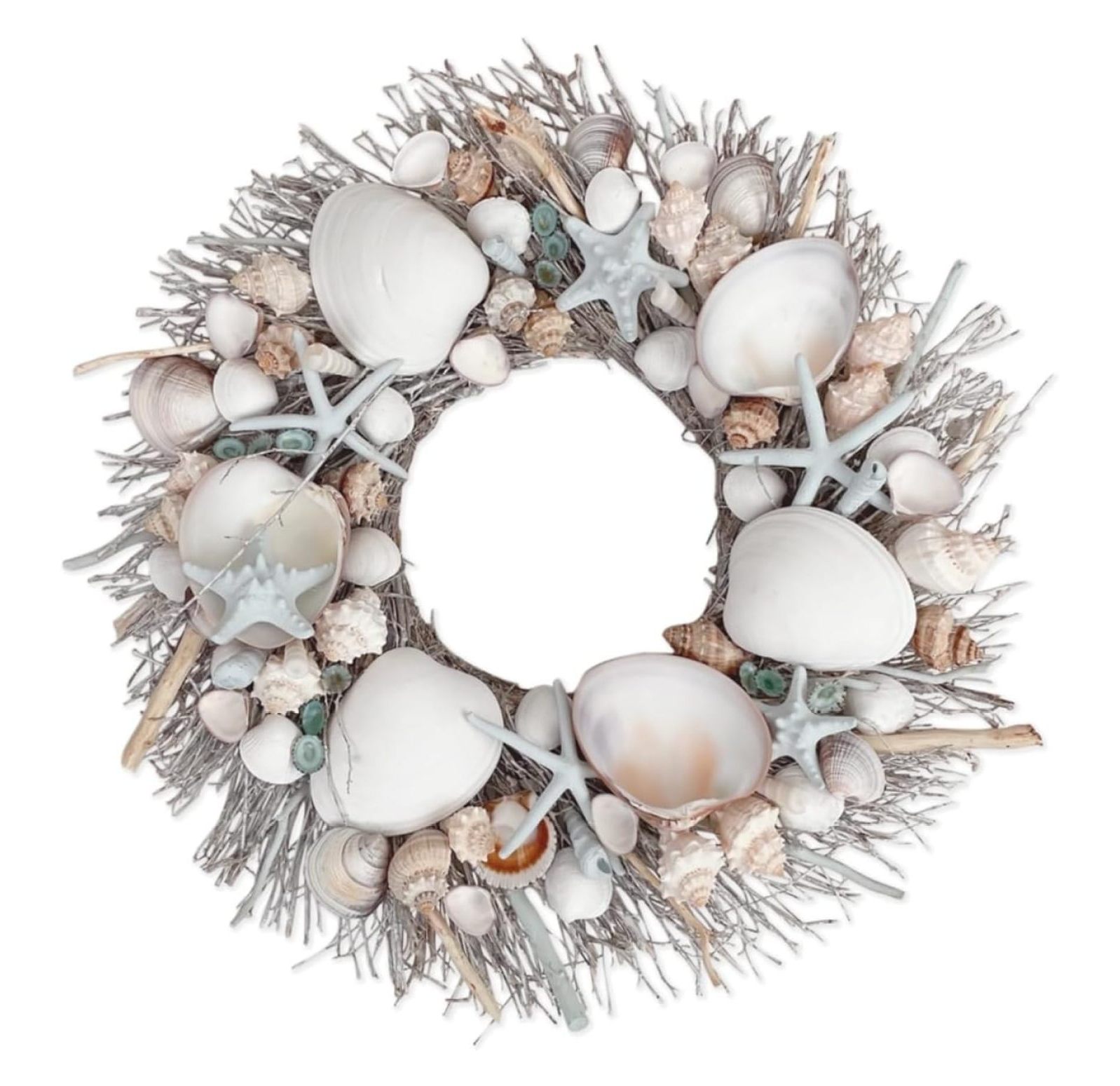 XTLHXJHLCW Coastal Spring & Summer Seashell 20" Wreath Natural ...