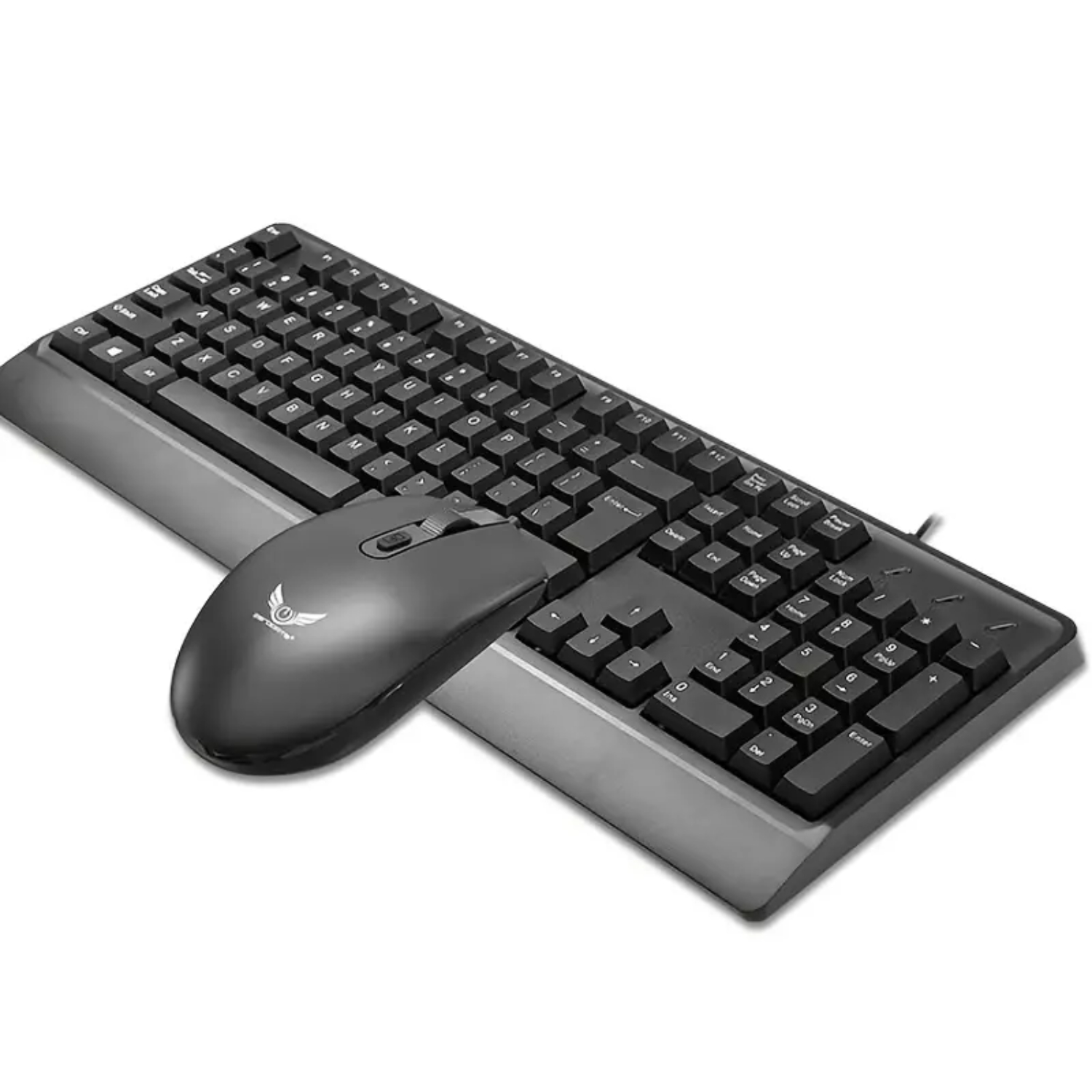 XTMPMY Black Splash-Proof Wired Keyboard and Mouse Set with Ergonomic ...