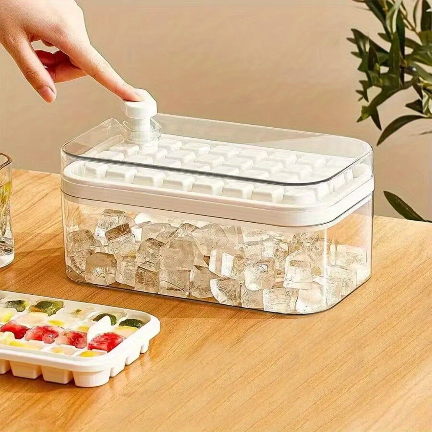 XTMPMY Space Saving 101oz Ice Cube Tray Set with Lid and Case 64 Pcs ...