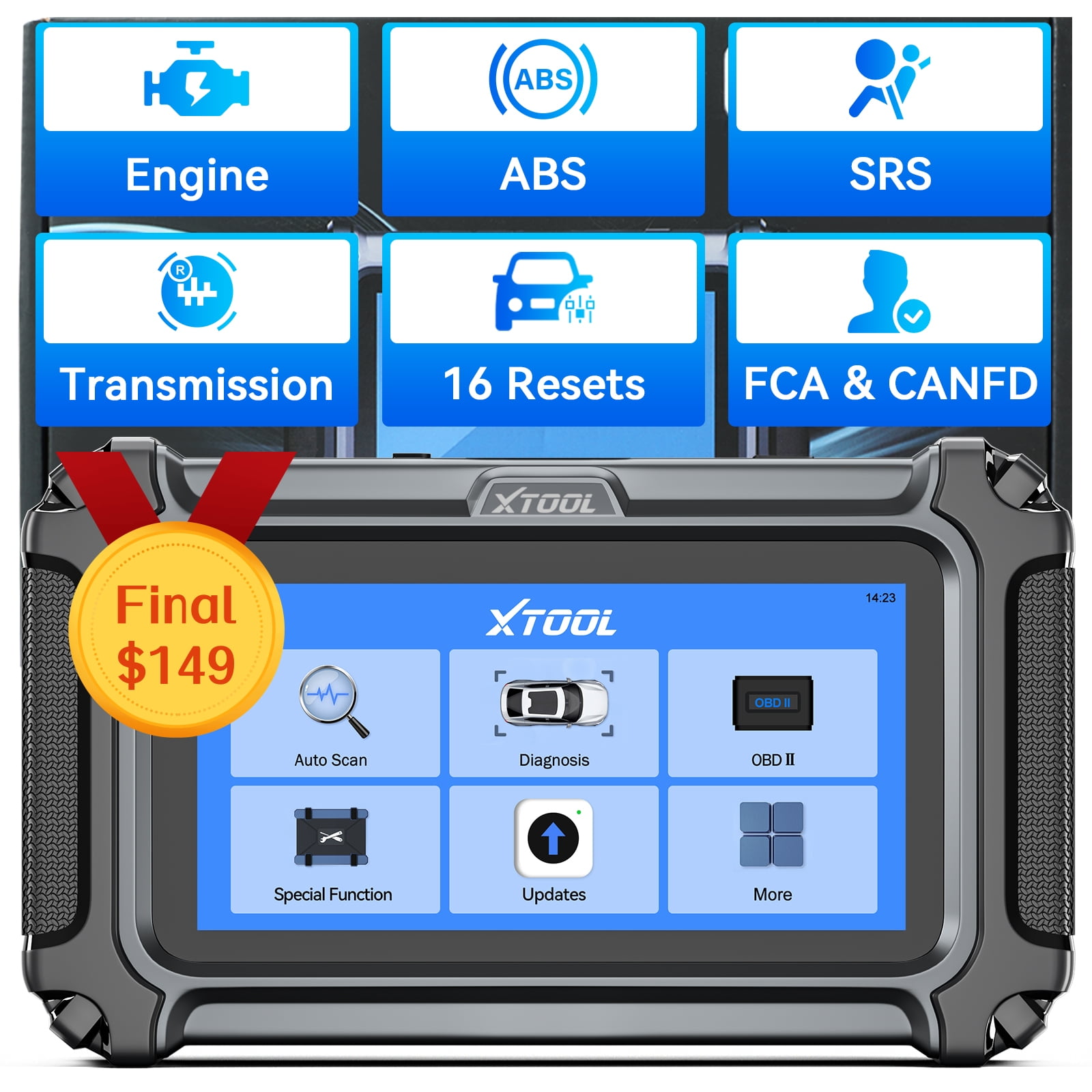 XTOOL D5S Automotive Diagnostic Tool OBD2 Scanner Car Code Reader with Camshaft Relearn FCA ...