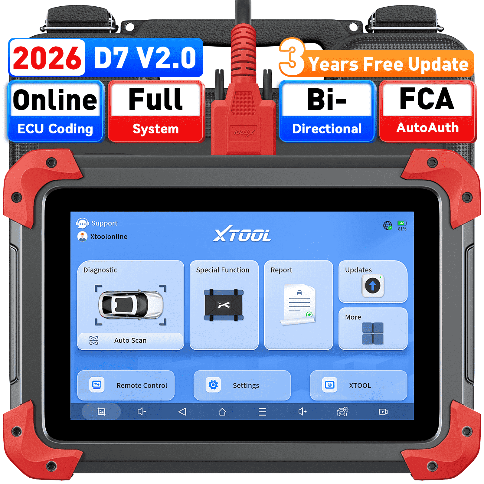 XTOOL D7 Bi-Directional Automotive Scan Tool, Full System Diagnostic ...