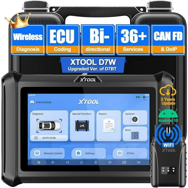 XTOOL D7W Wireless Ver. of D7/D7S, Bidirectional Scan Tool with 3-Year ...
