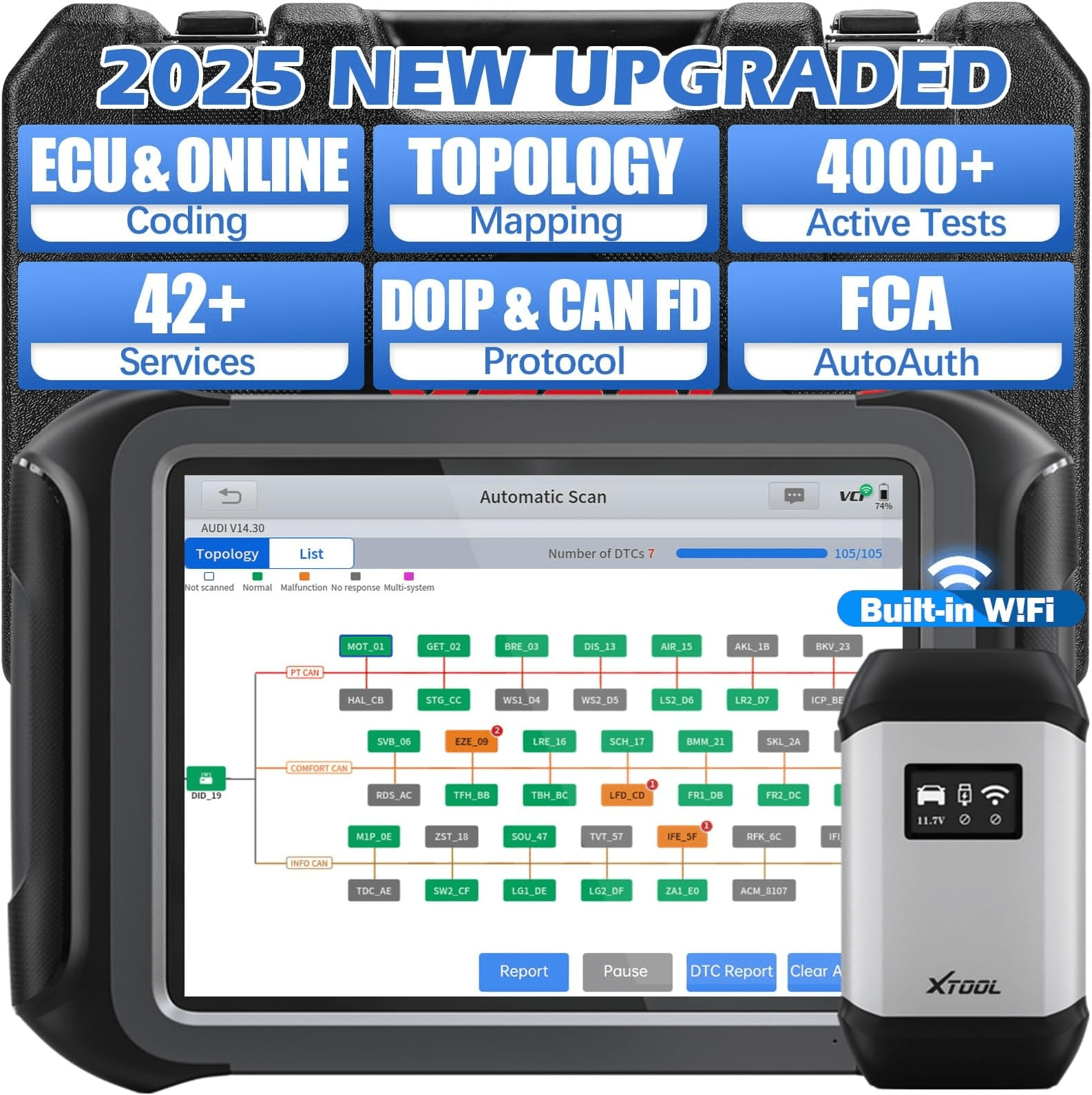 XTOOL D8S 2024 Diagnostic Scan Tool, ECU Coding, Key Fob Programmer, 3 ...