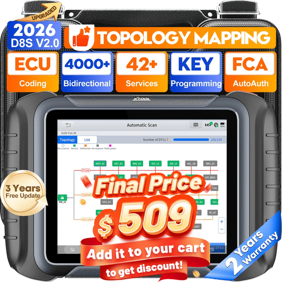 XTOOL D8S 2024 Diagnostic Scan Tool, ECU Coding, Key Fob Programmer, 3 ...