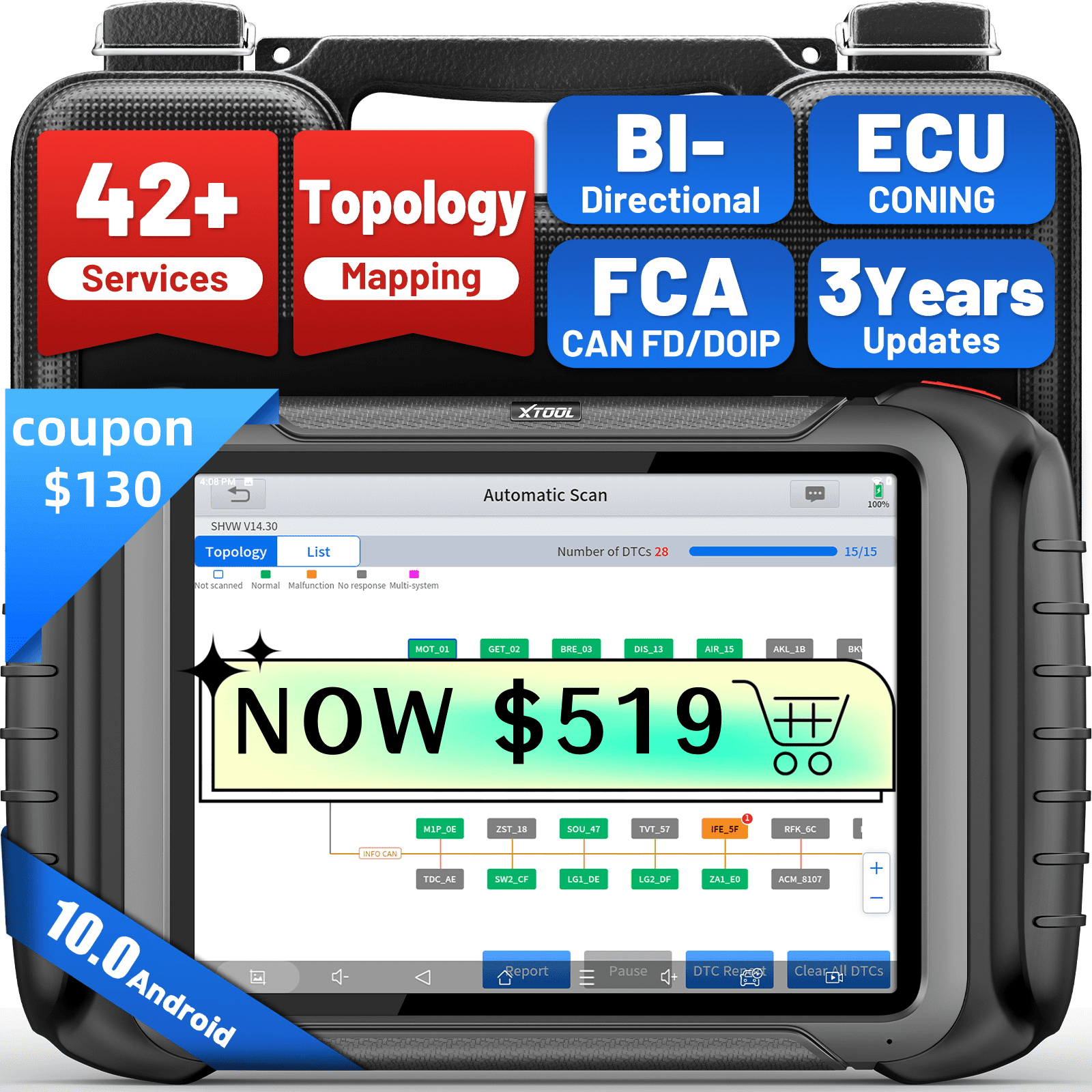 XTOOL D8S Bidirectional Scan Tool All System OBD2 Scanner Diagnostic ...