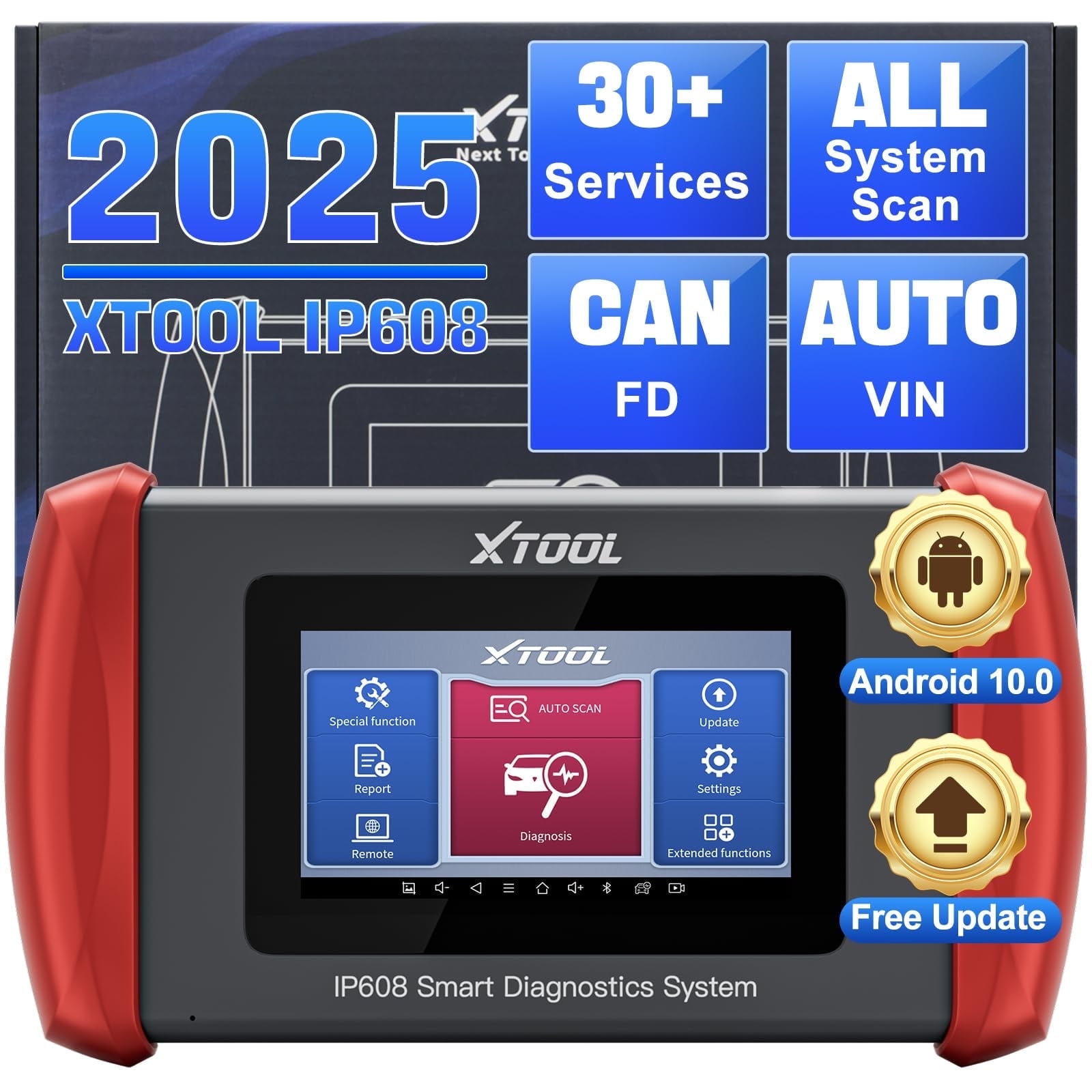 XTOOL IP608 OBD2 Scanner Automotive Car Diagnostic Tool All System Scan ...
