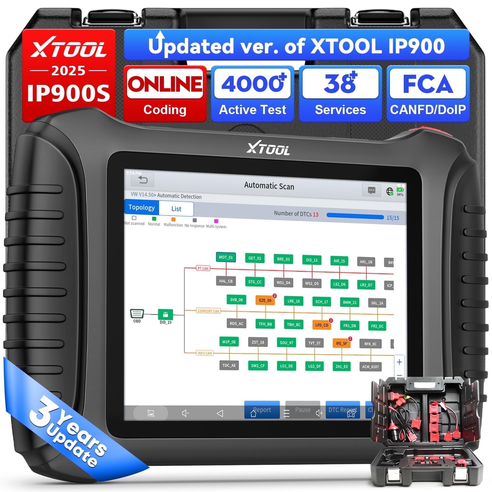 XTOOL IP900S All System OBD2 Scanner Diagnostic Tool Bidirectional Scan Tool with Topology ...