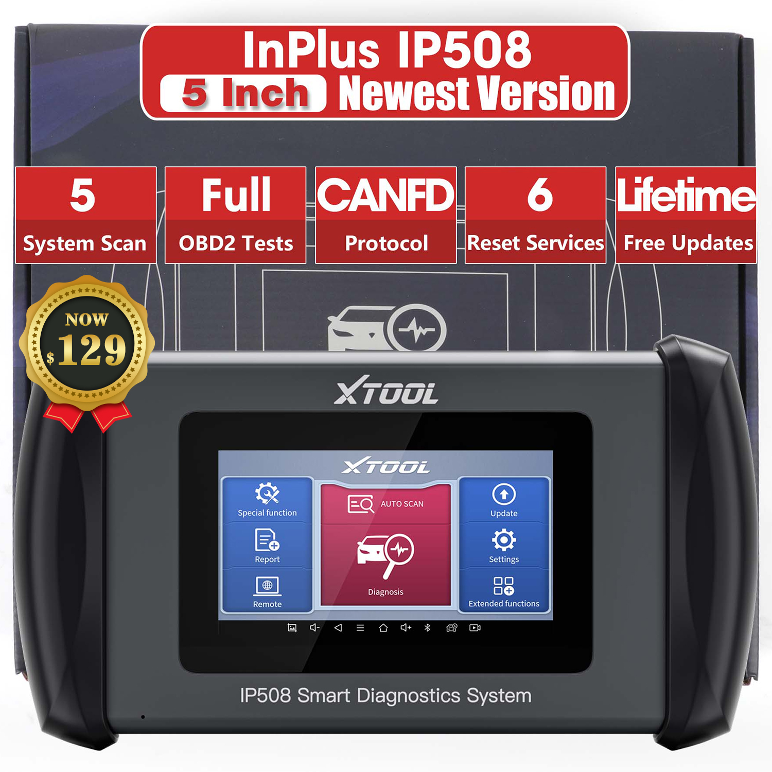 XTOOL InPlus IP508, OBD II Automotive Diagnostic Scan Tool, ABS Check ...
