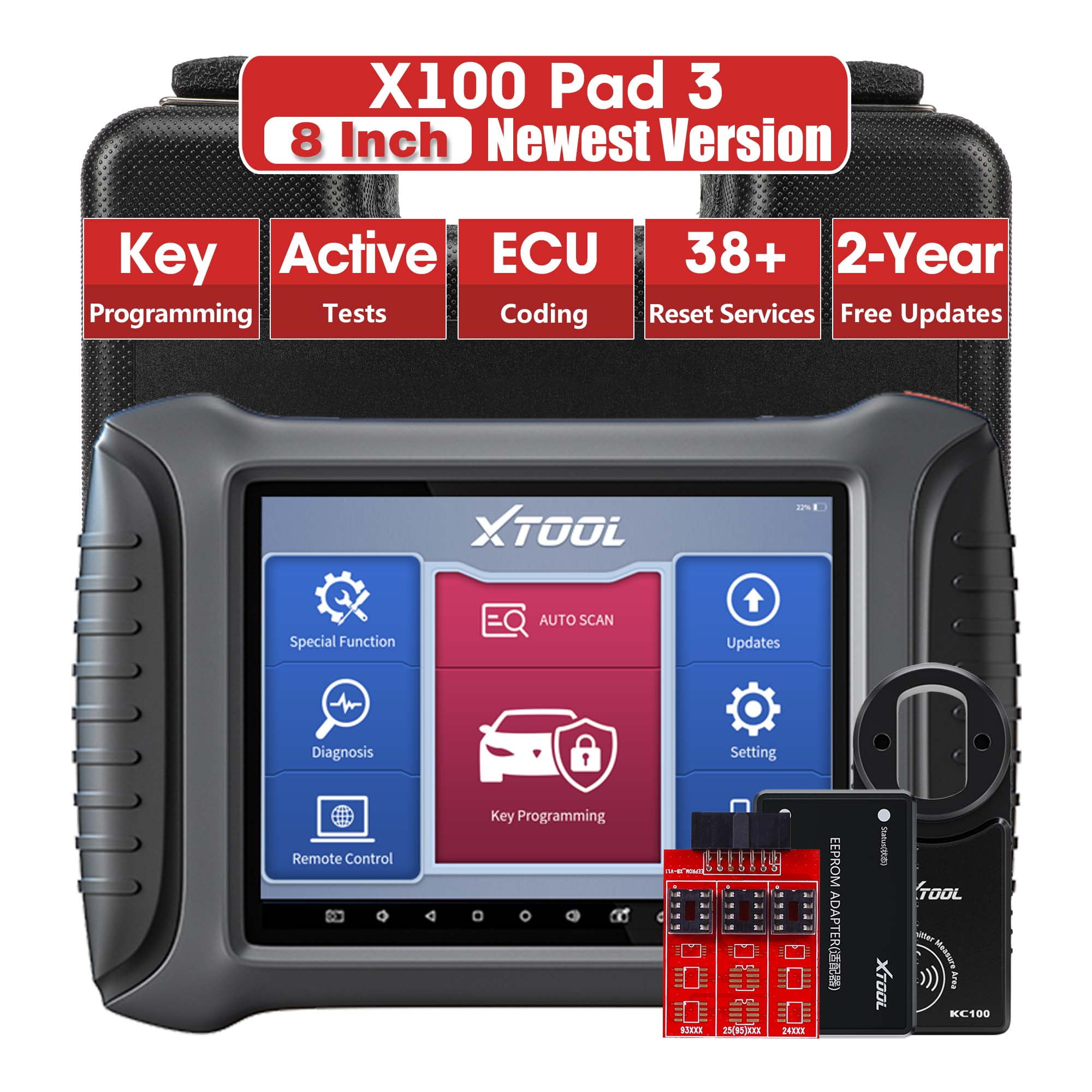 XTOOL X100 Pad 3 Automotive Key Fob Programmer, Diagnostic Bi ...