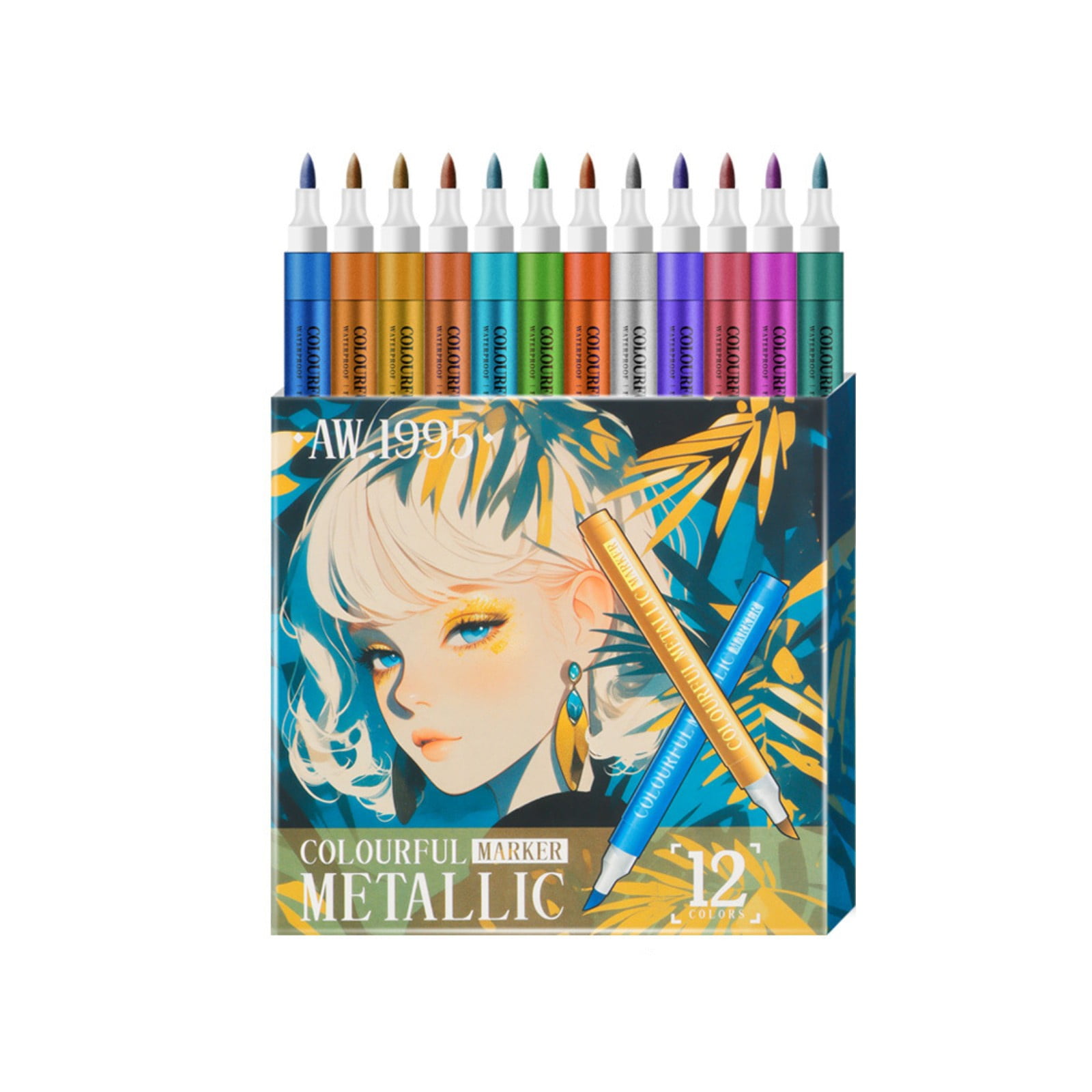 XTORKIT 12 Acrylic Markers Set, Medium Point Metallic Markers 1Mm ...