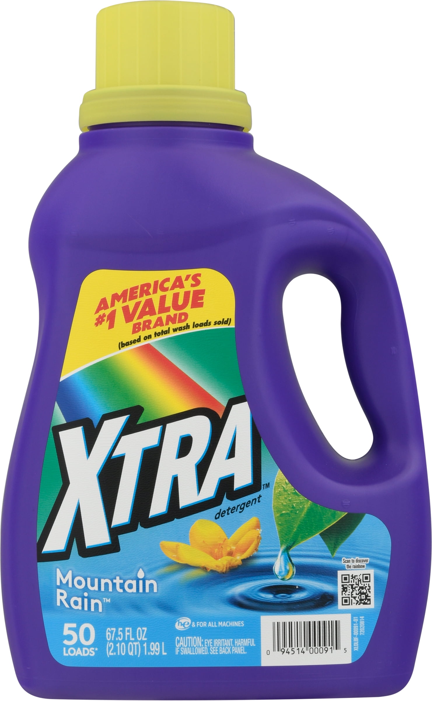 XTRA Mountain Rain, 50 Loads Liquid Laundry Detergent, 67.5 Fl oz ...