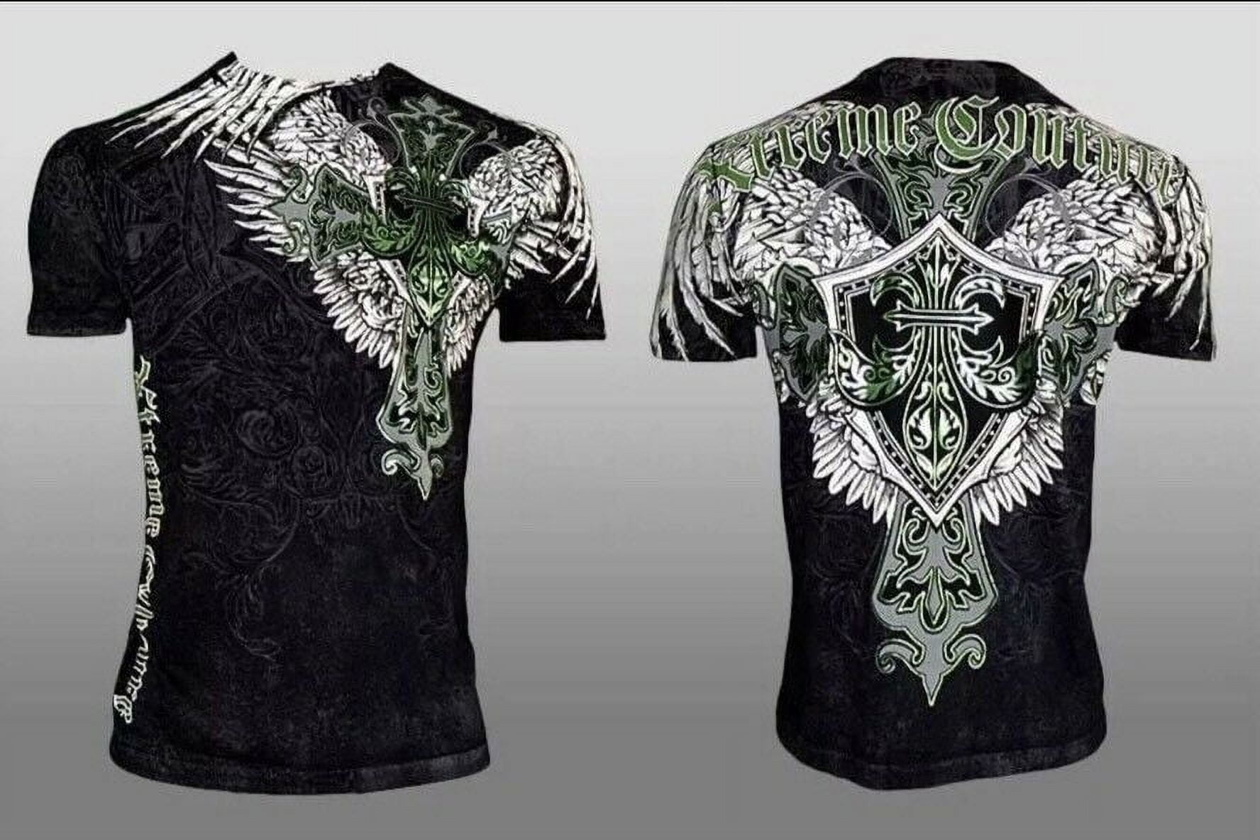 XTREME COUTURE by AFFLICTION Men's T-Shirt LONG VIEW Biker WINGS MMA ...