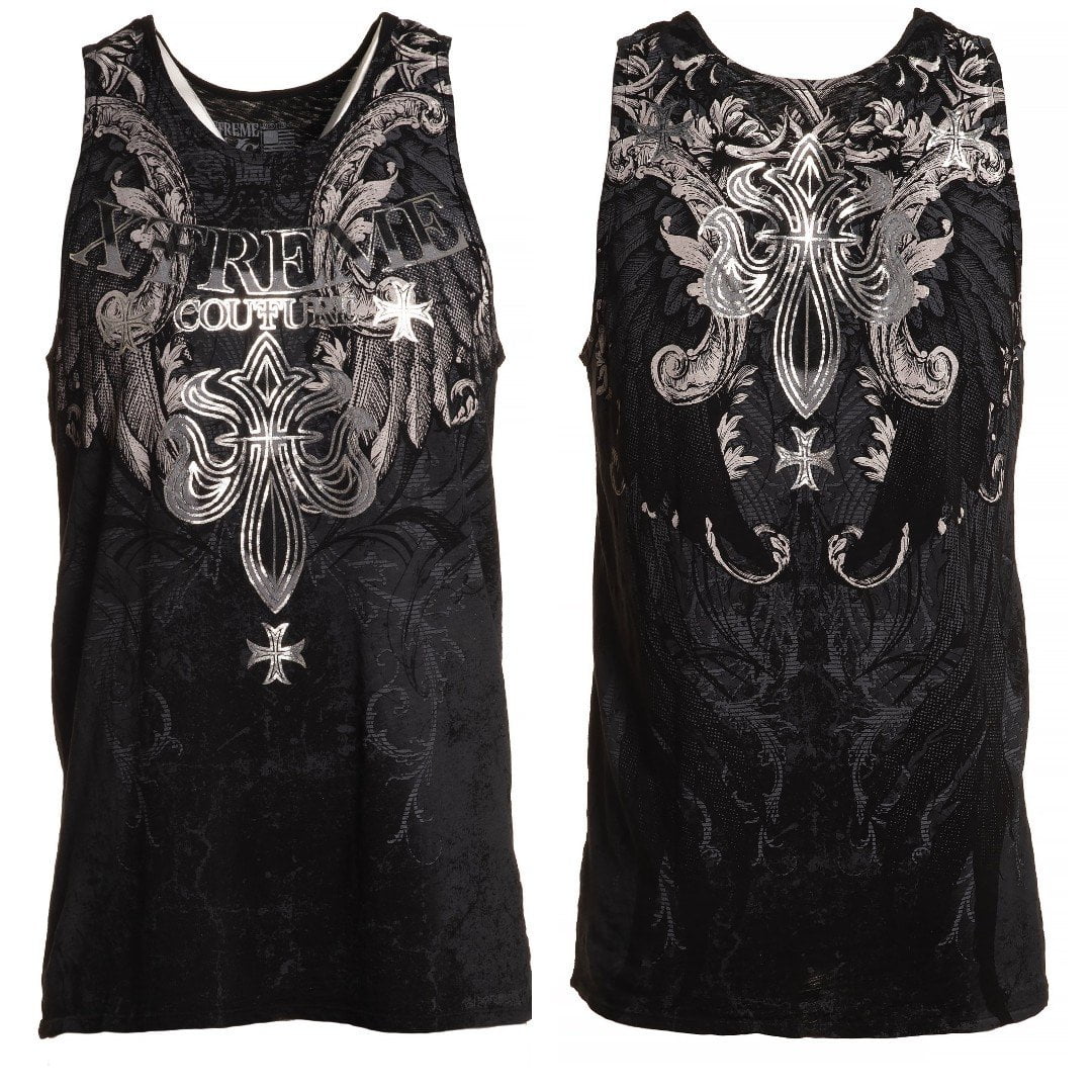 XTREME COUTURE by AFFLICTION Men's Tank BOLD CIPHER Biker MMA - Walmart.com