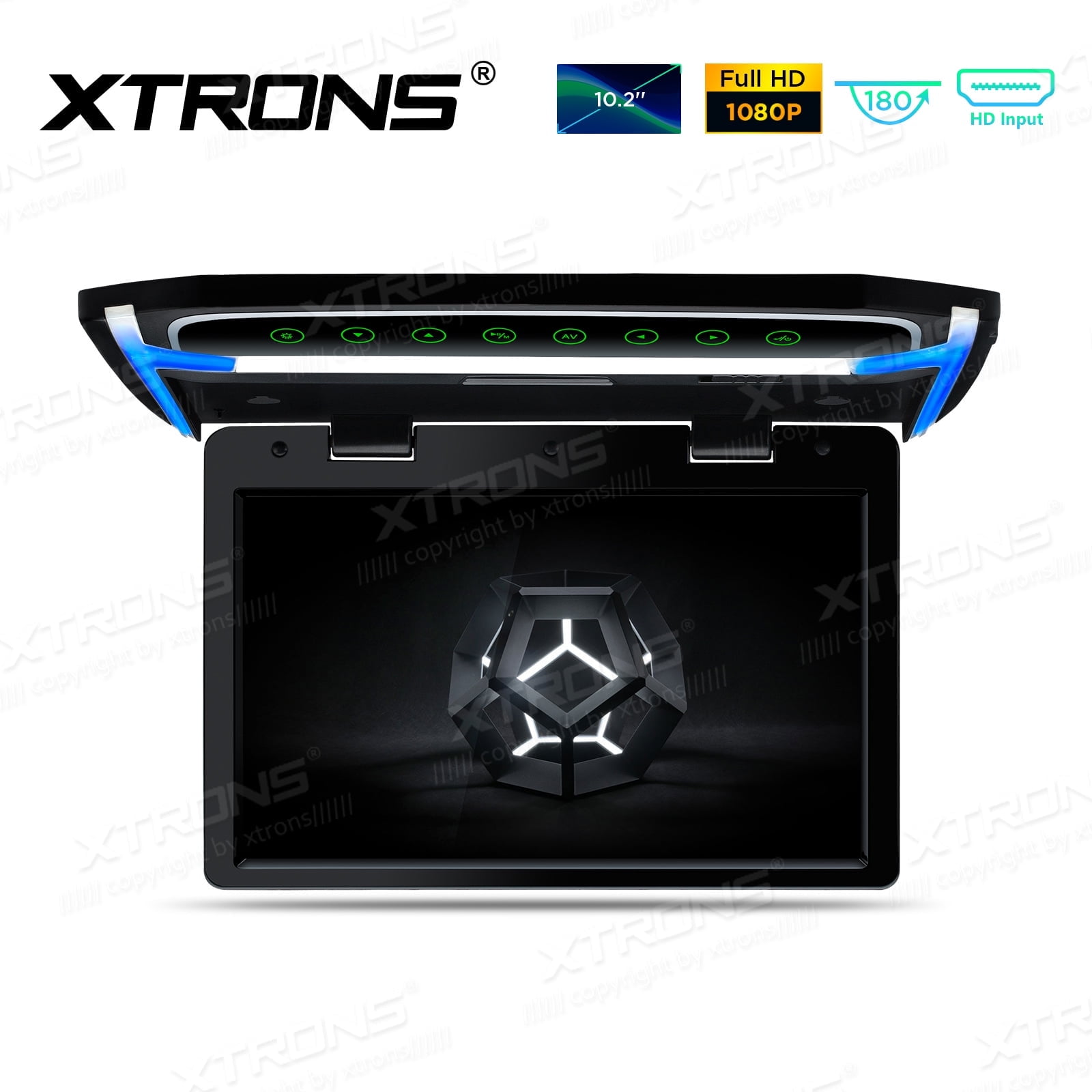 Xtrons Multifunctional Car Video Monitors with Remote, ABS Blue, 10.2 ...