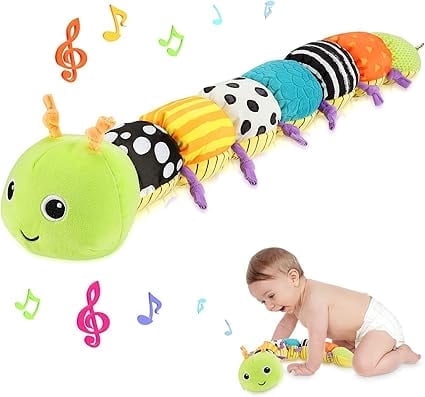 XTfwl Infant Soft Plush Toy With Multi-Sensory Crinkle, Rattle & Green ...