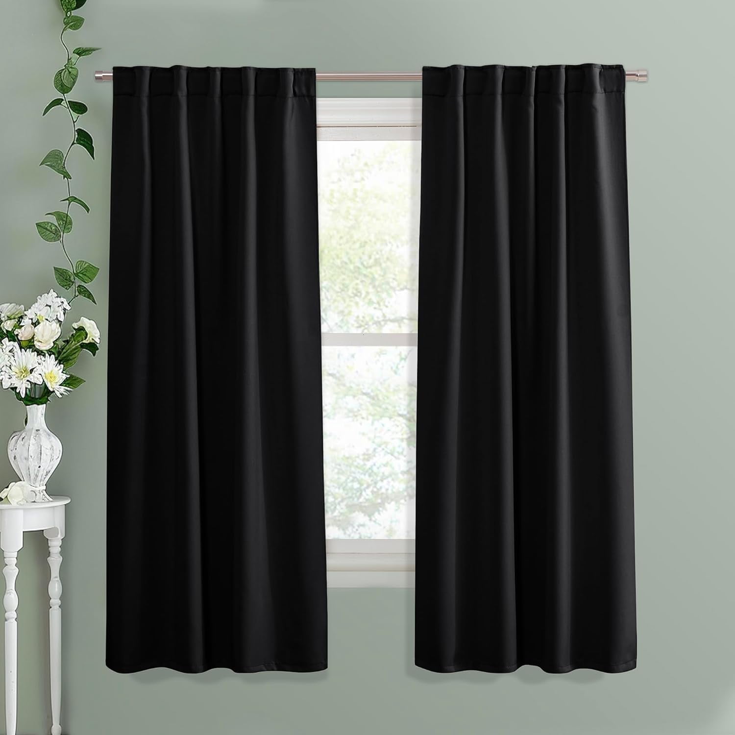 XUANCO-Black Out Window Curtains - Thermal Blackout Curtain Drapes Set ...