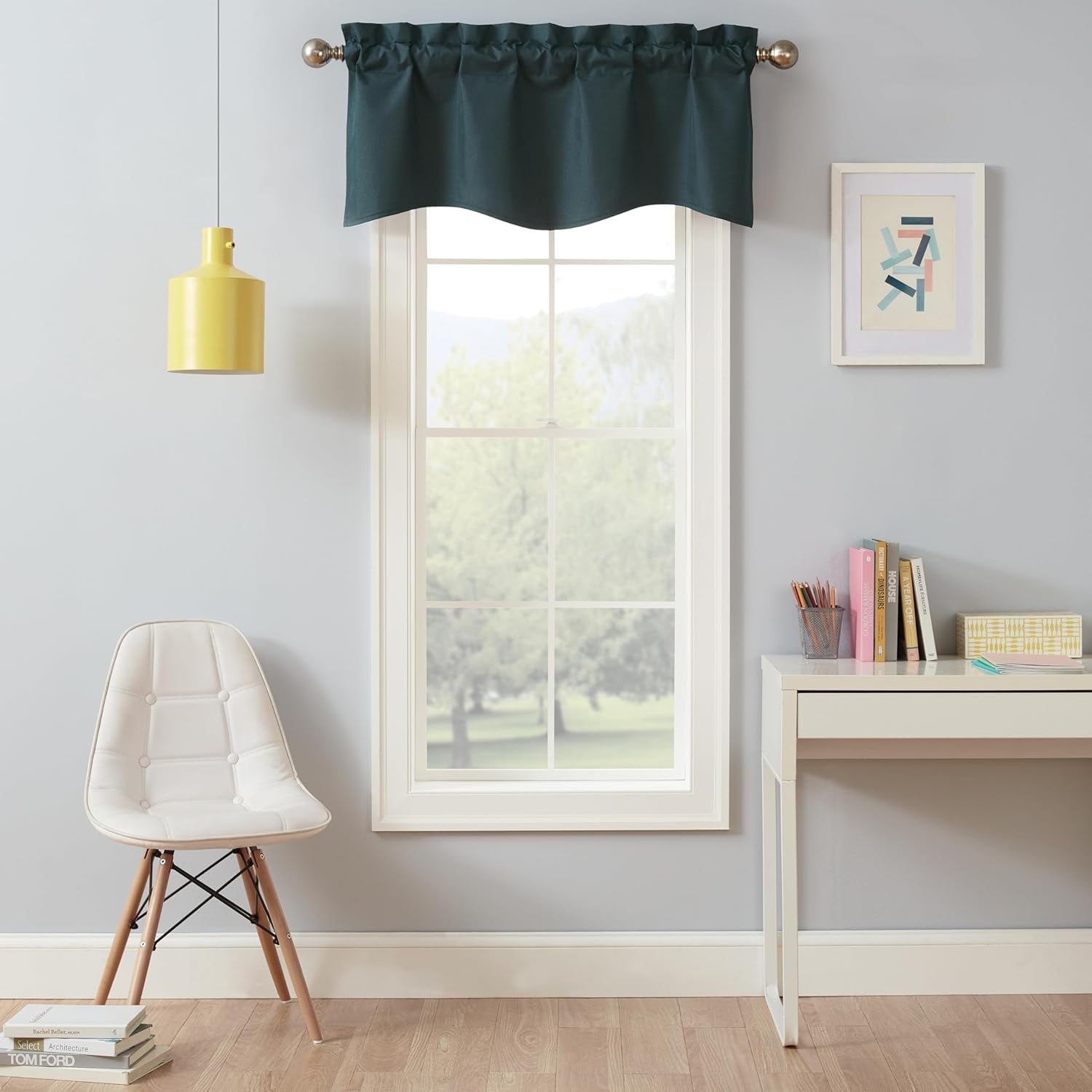 XUANCO-Kendall Modern Scalloped Rod Pocket Valance, Thermal Insulated ...
