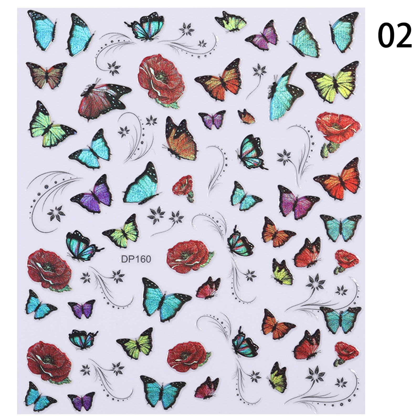XUANYOUNG Nail Stickers Nail Butterfly Stickers WAtercolor Decals Blue ...