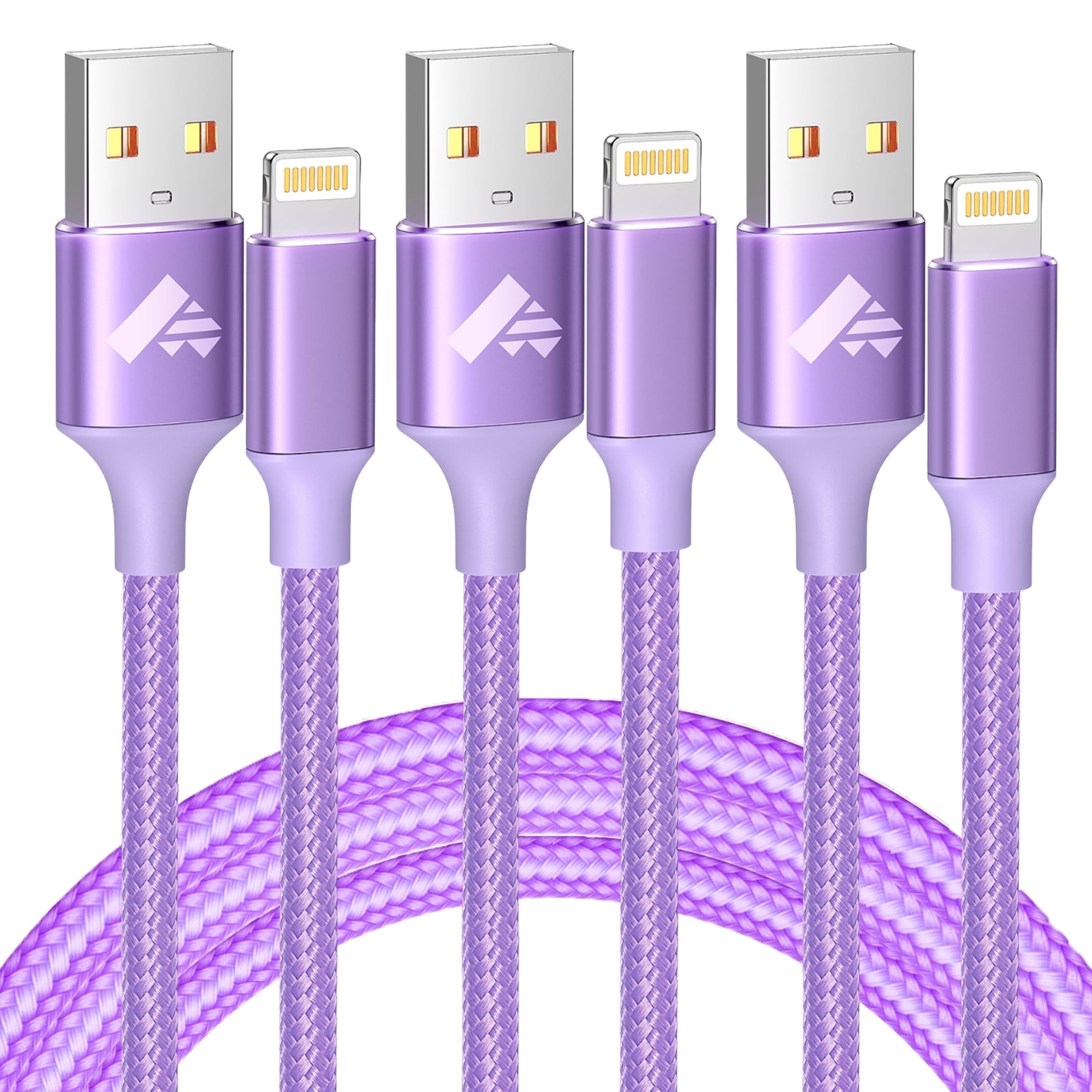 XUDUO iPhone Charger, 3 Pack 10FT Nylon Braided 3A Fast Charging Cord ...