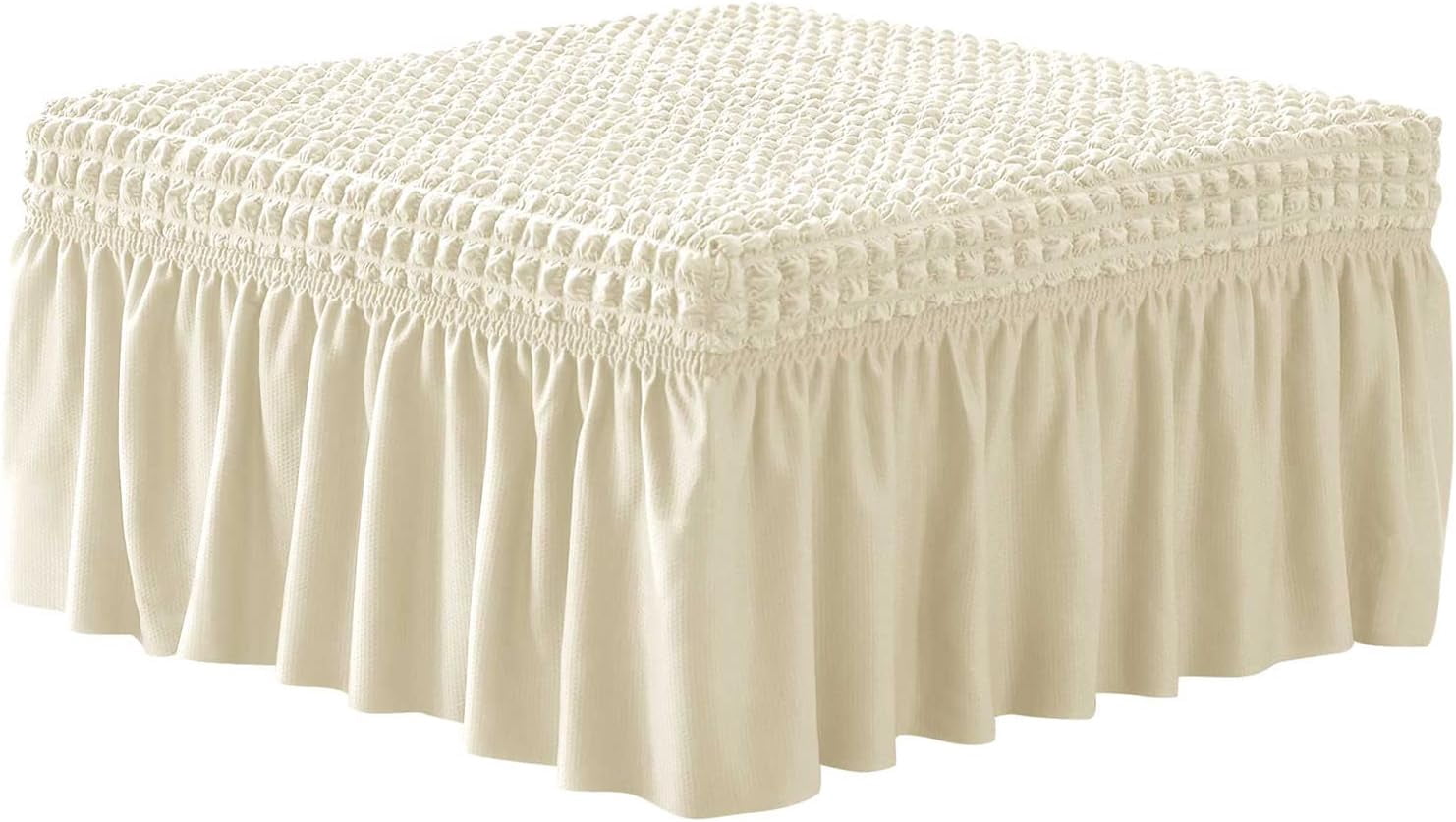 XUELC Stretch Ottoman Cover Slipcover - Seersucker Fabric, Fits ...