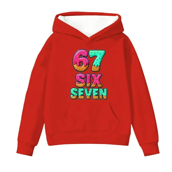 XUELUO Big Boys Hoodies Colorful 67 SIX SEVEN Donut Graphic Long Sleeve ...