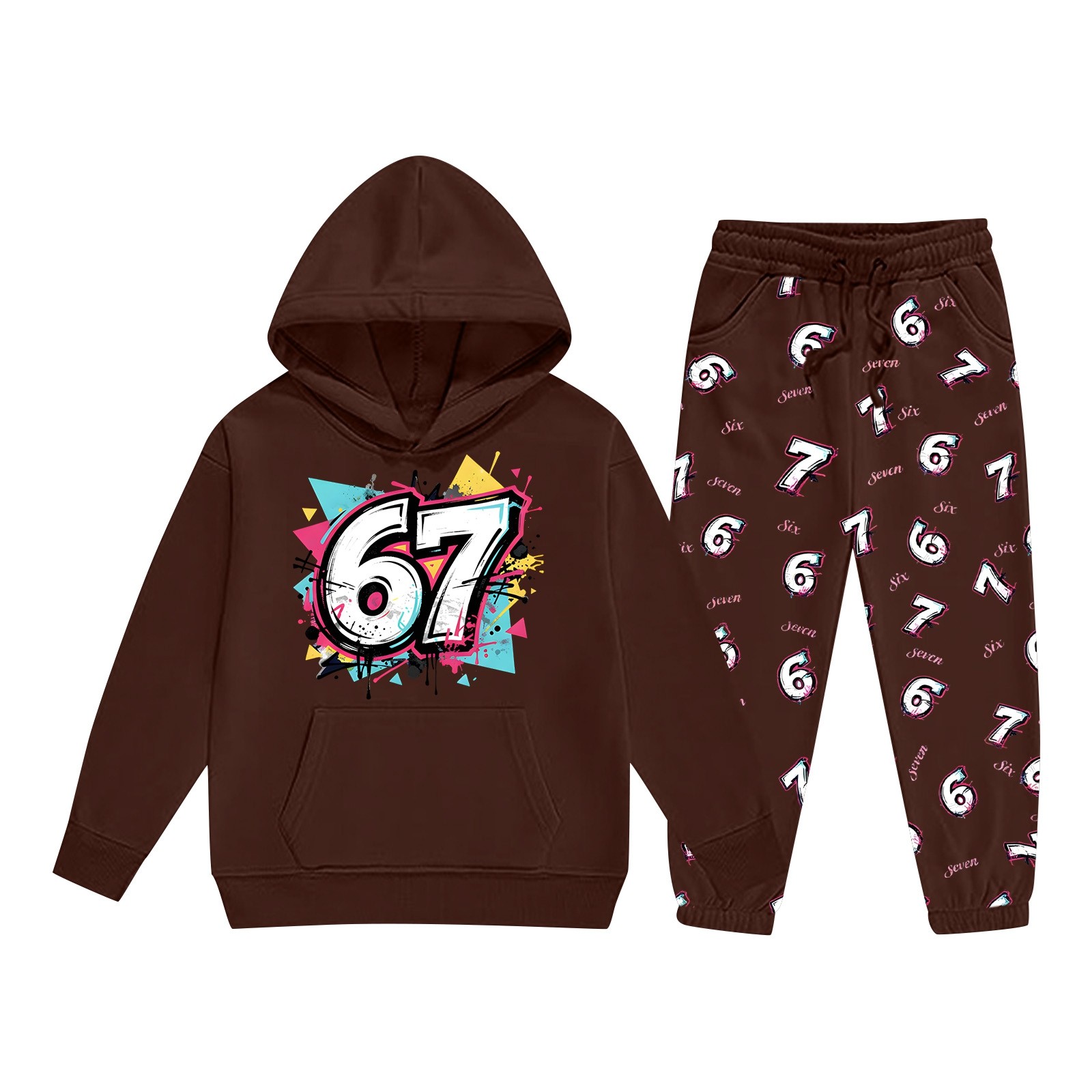XUELUO Big Boys Outfit Set 2 Piece Number 67 Graphic Long Sleeve Hoodie ...