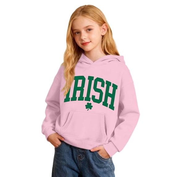 XUELUO Big Girls Hoodies Irish Shamrock Graphic Hood Pocket Long Sleeve ...