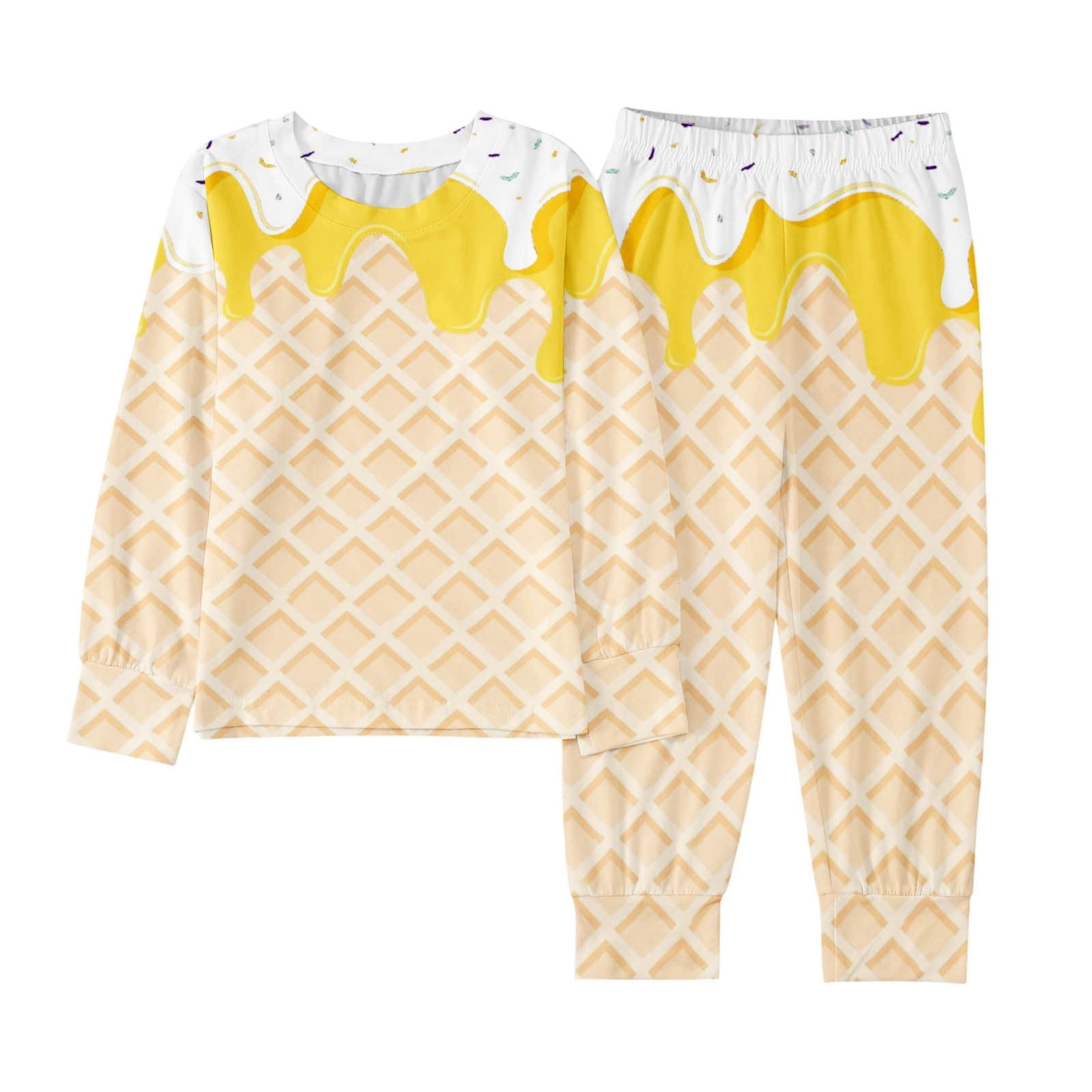 XUELUO Boys Casual Outfit Sets Kids Ice Cream Print Round Neck Long Sleeve Tops And Pants Casual ...