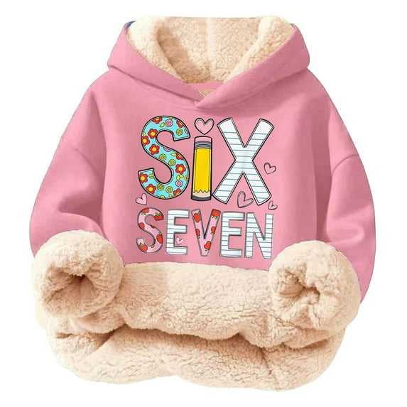 XUELUO Little Boys Hoodies SIX SEVEN Letter Graphic Plush Lined ...