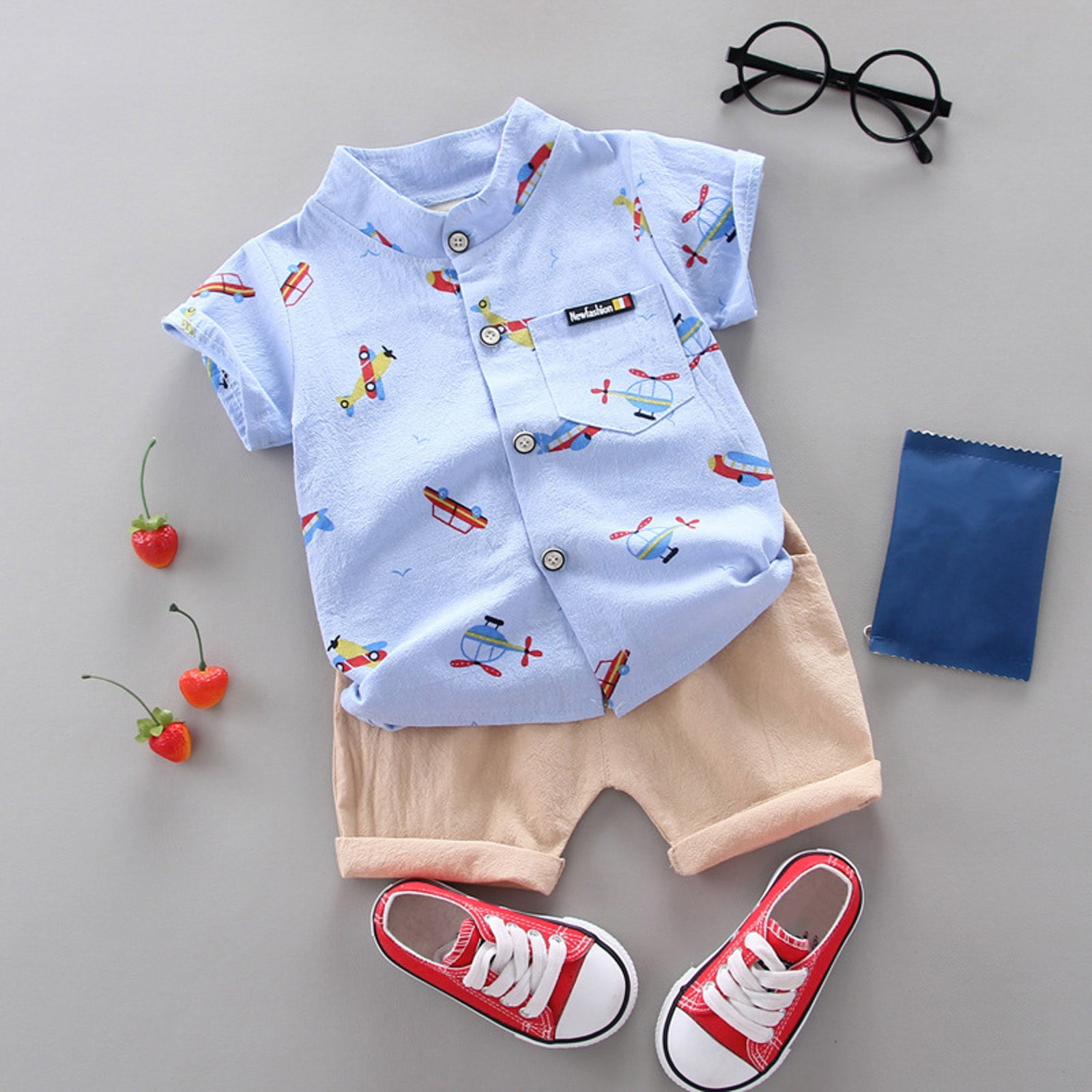 XUELUO Toddler Boys Casual Outfit Sets Cartoon Set Tops+Shorts Summer 1 4Years Baby Outfits T ...