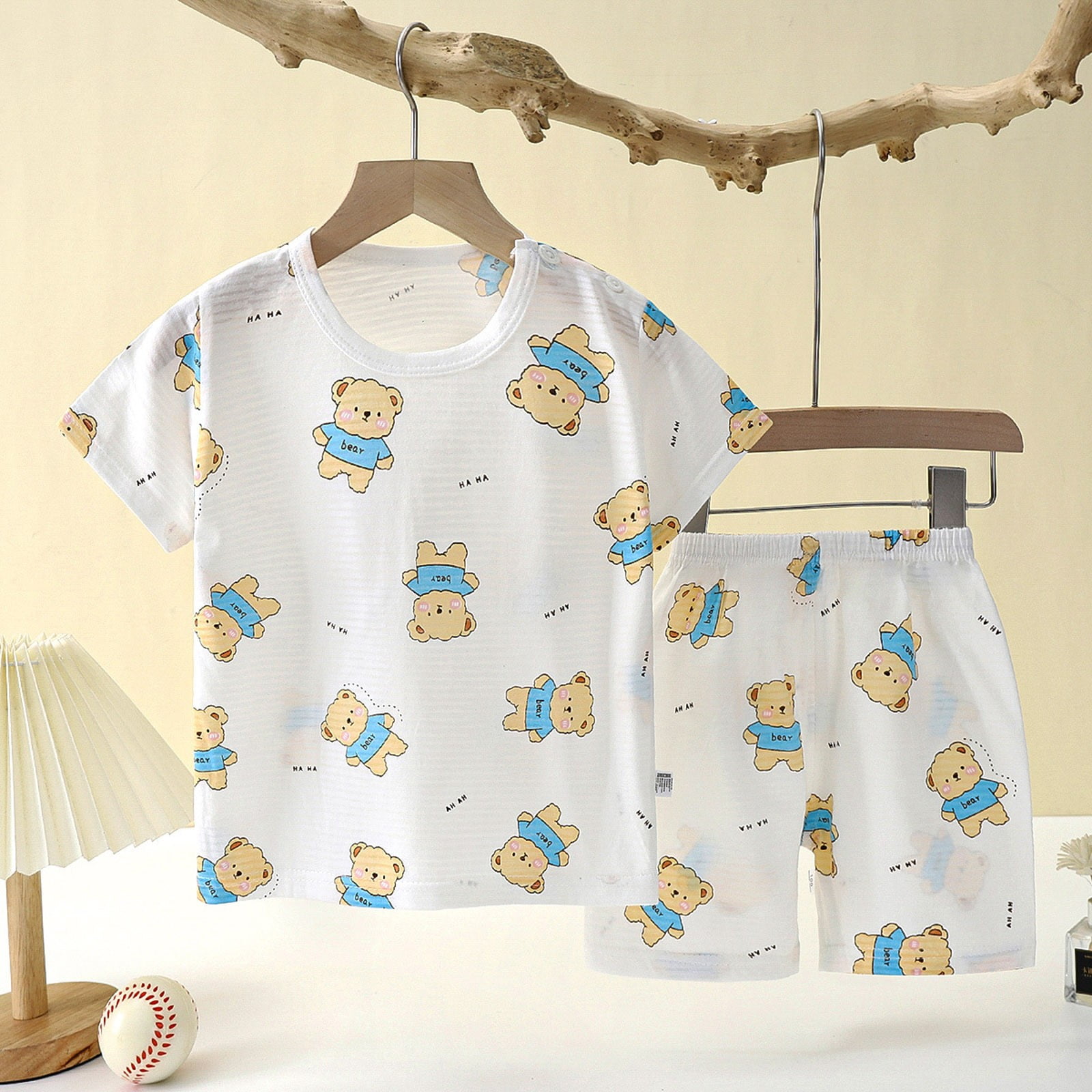 XUELUO Toddler Boys Casual Outfit Sets Girls Short Sleeve Kids Cartoon Prints Tops Shorts ...