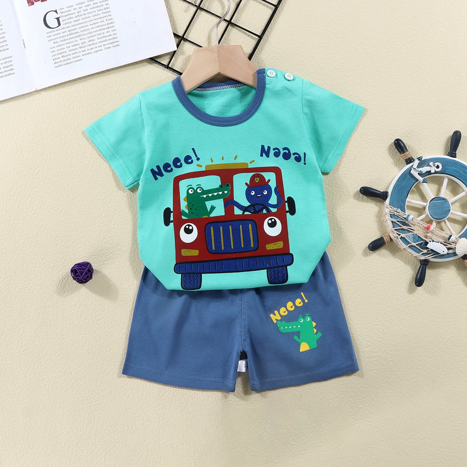 XUELUO Toddler Boys Casual Outfit Sets Summer And Girls Short Sleeved T Shirt Set And Girls ...