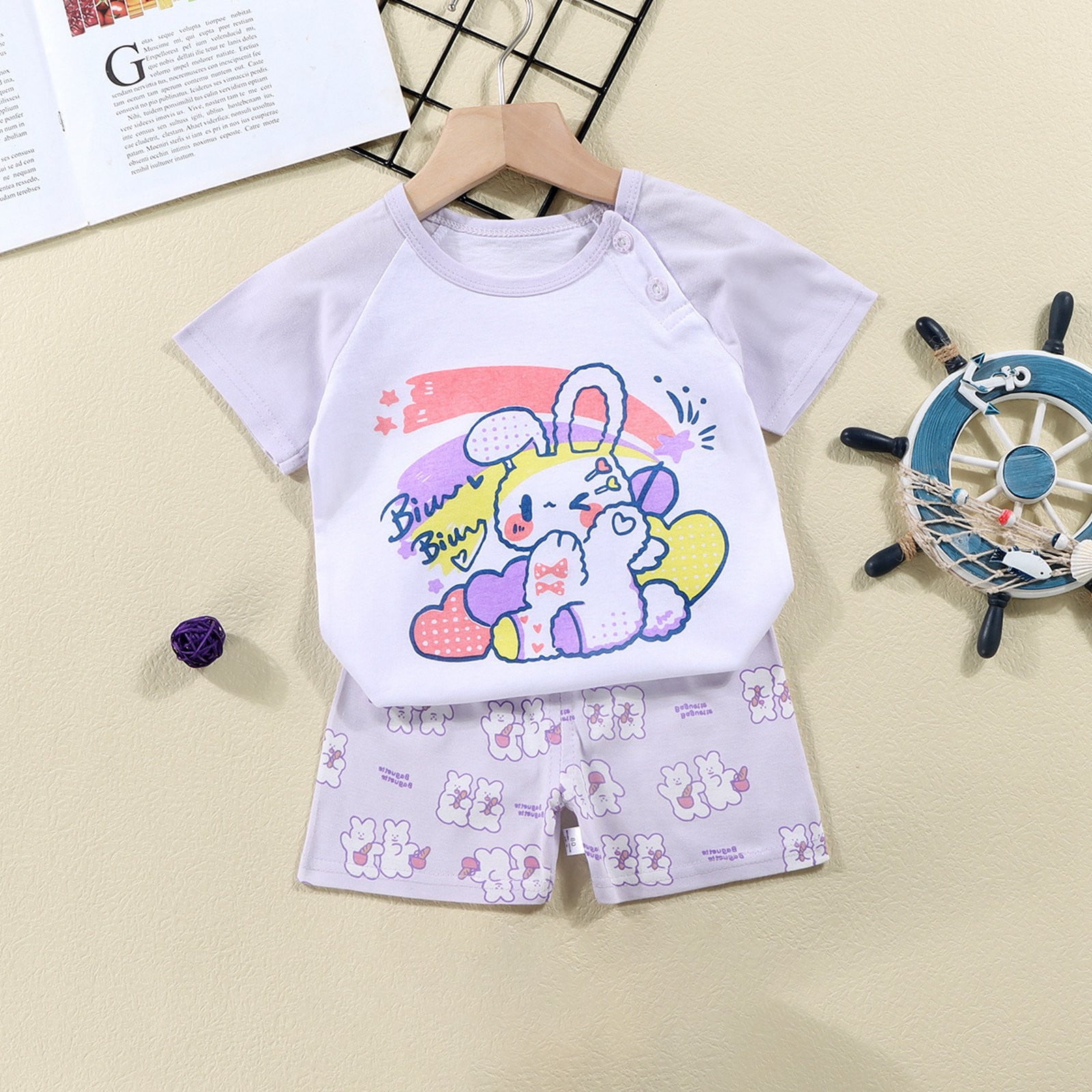 XUELUO Toddler Boys Casual Outfit Sets Summer And Girls Short Sleeved T Shirt Set And Girls ...