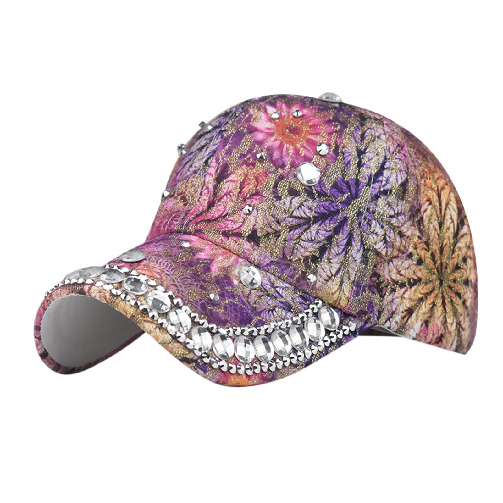 XUEMAO Baseball Caps for Women Female Summer Flash Drill Floral Print ...