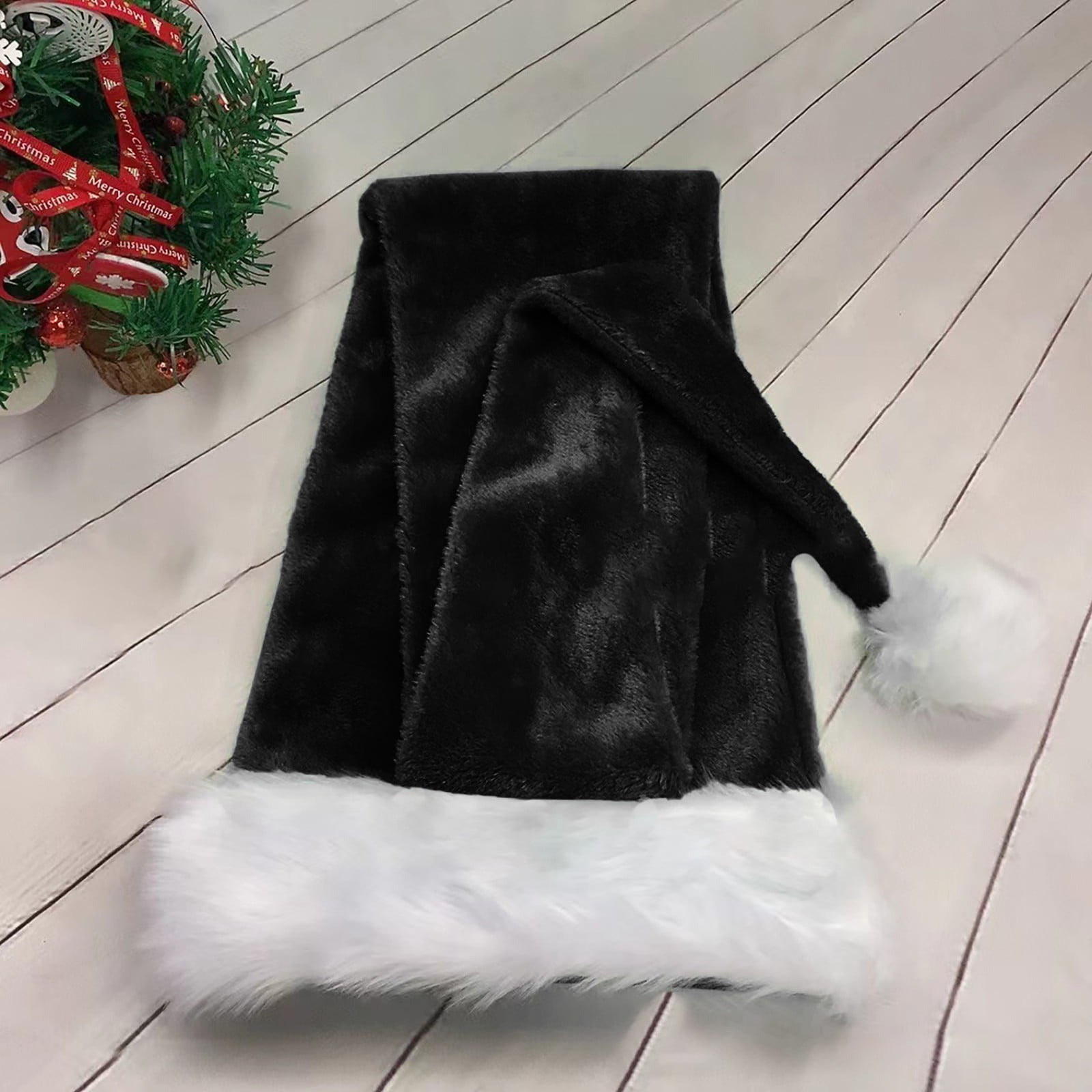 XUEMAO Black Christmas Hats Adults, Santa Hats for Adults Extra Long ...