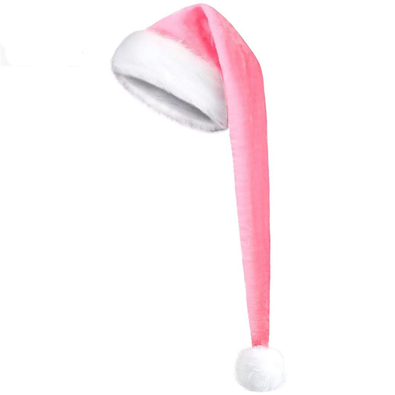 XUEMAO Christmas Hat for Adult, Pink Plush Long Santa Hats Xmas Velvet ...