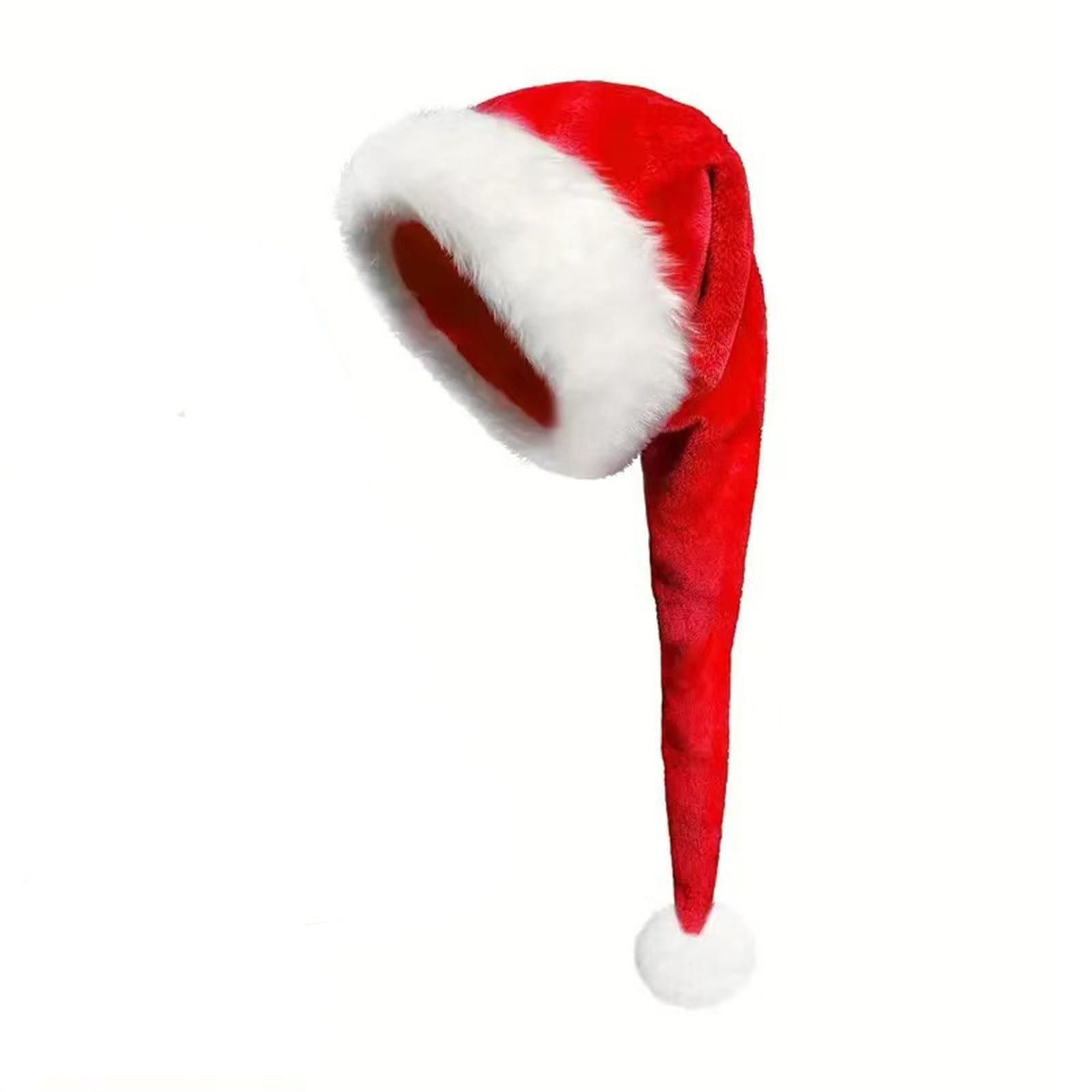XUEMAO Christmas Hat for Adult, Red Plush Long Santa Hats Xmas Velvet ...