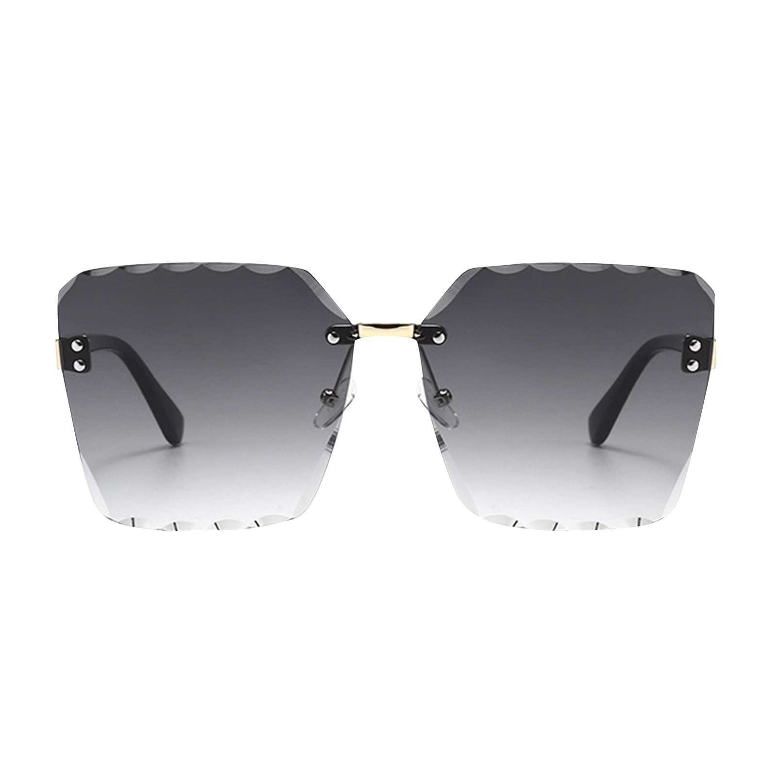 XUEMAO Semi-Rimless Polarized Round Sunglasses Women Men Frameless ...
