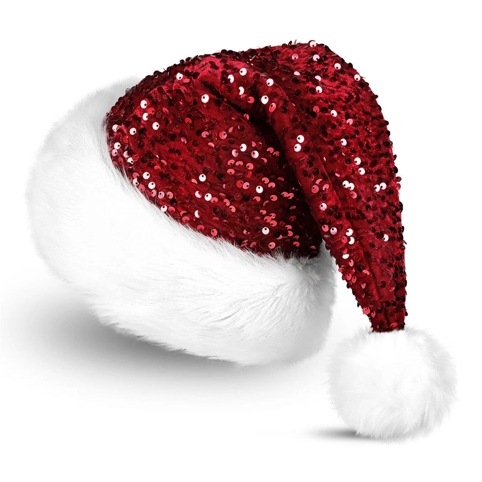 XUEMAO Wine Red Christmas Hats Adults, Christmas Hat Personalized Sequin Santa Hat Christmas&New ...