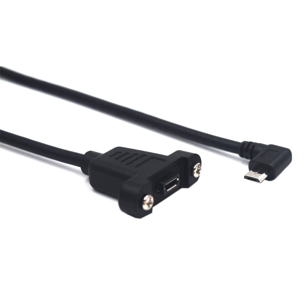 XUERUI-0.3 Meter Micro USB 5 Pin Extension Cable, Left Angle Micro USB Male to Female Extender ...