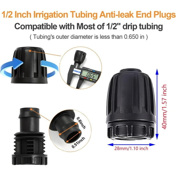 XUERUI-1/2 Inch Irrigation Fitting End Plug (1/2" ID x0.640" OD),10 ...