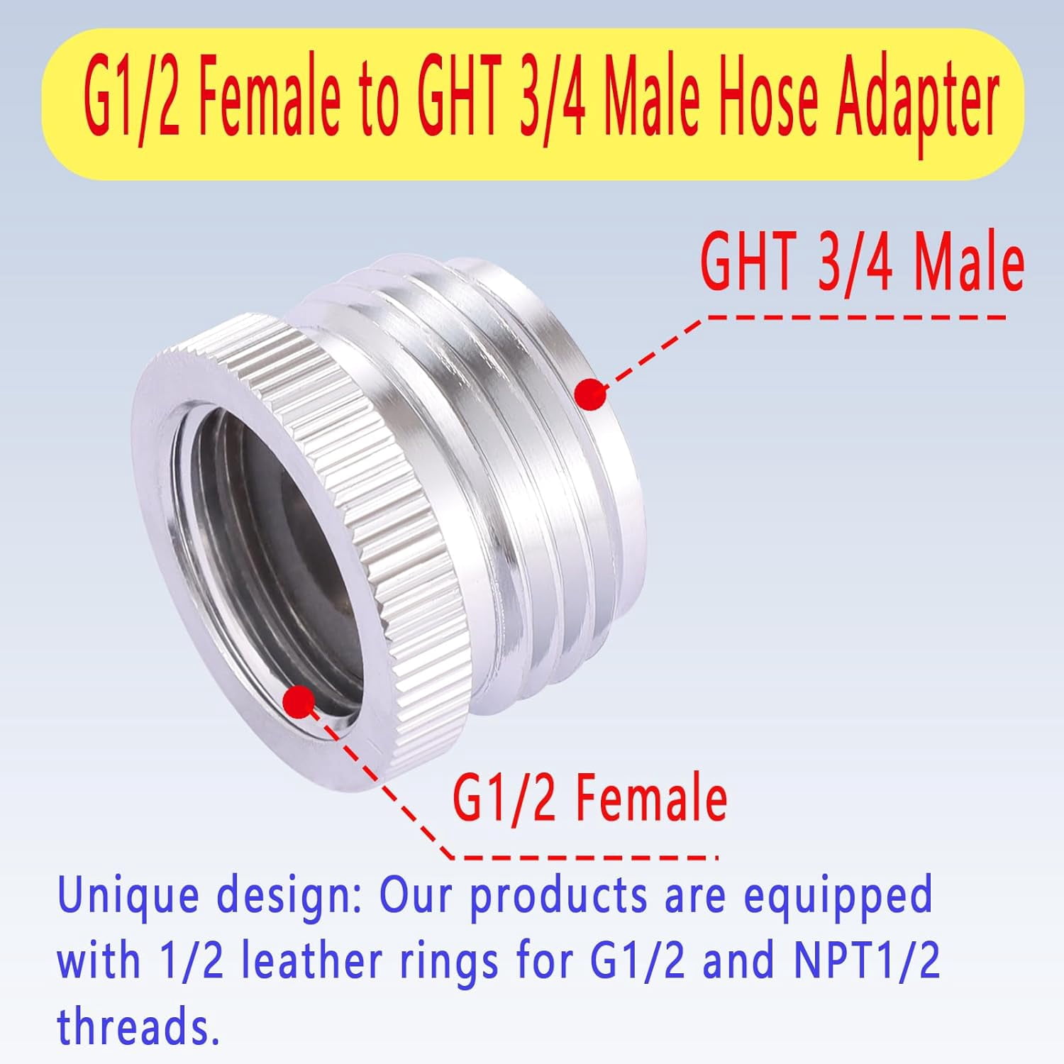 XUERUI-1/2 NPT Female to GHT 3/4 Male Garden Hose AdapterBrass Pipe to ...