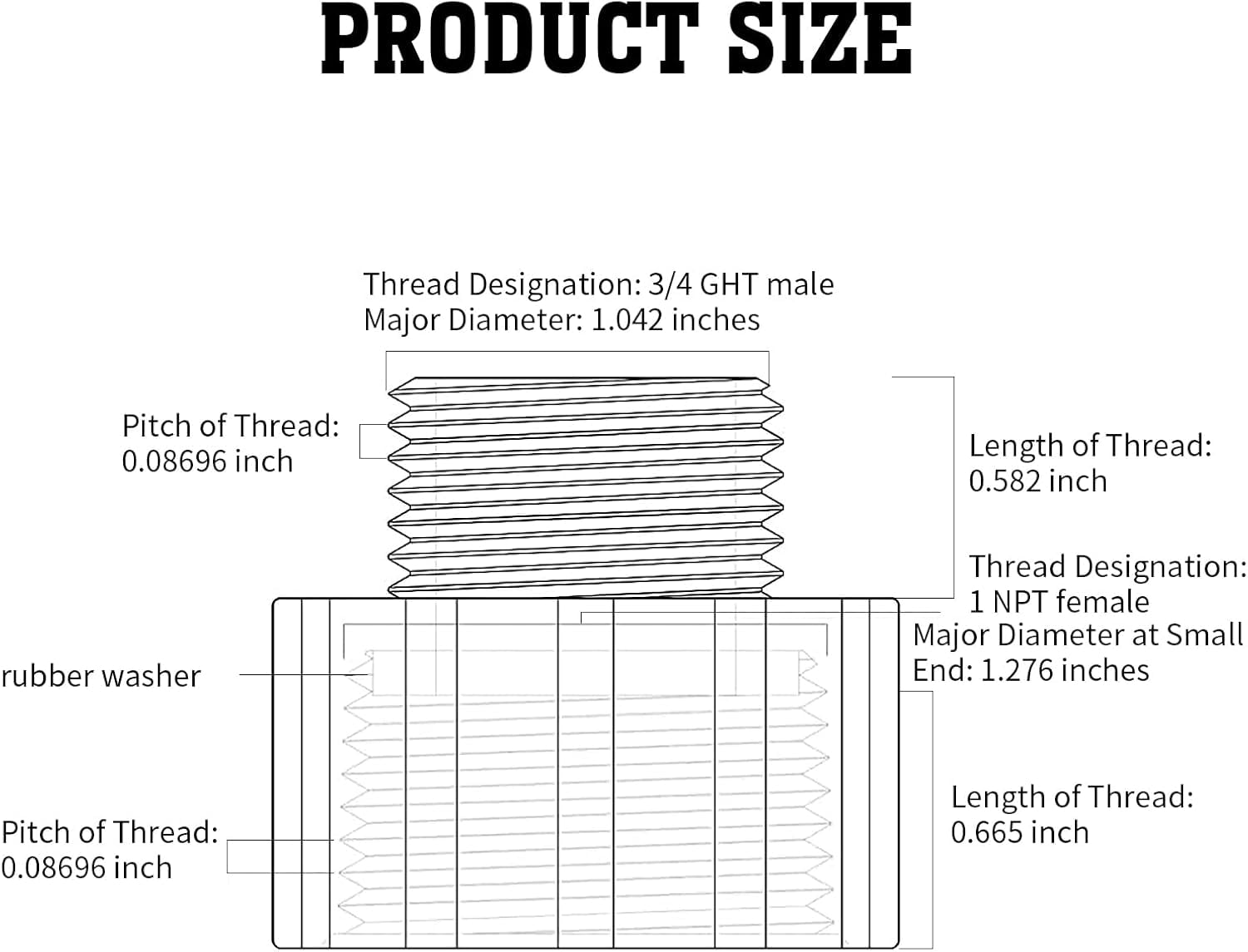 XUERUI-1 NPT Female to 3/4-inch GHT Male Adapter, Constructed from ...