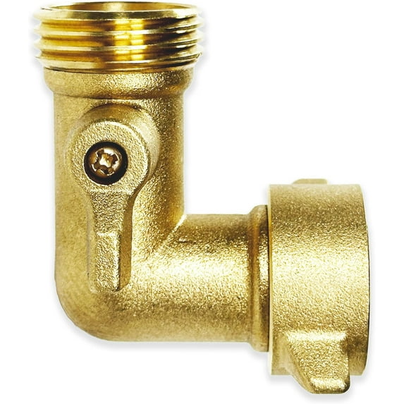 XUERUI-1 Pack 90 Degree Brass Hose Adapter with Shut Off Valves, Heavy ...