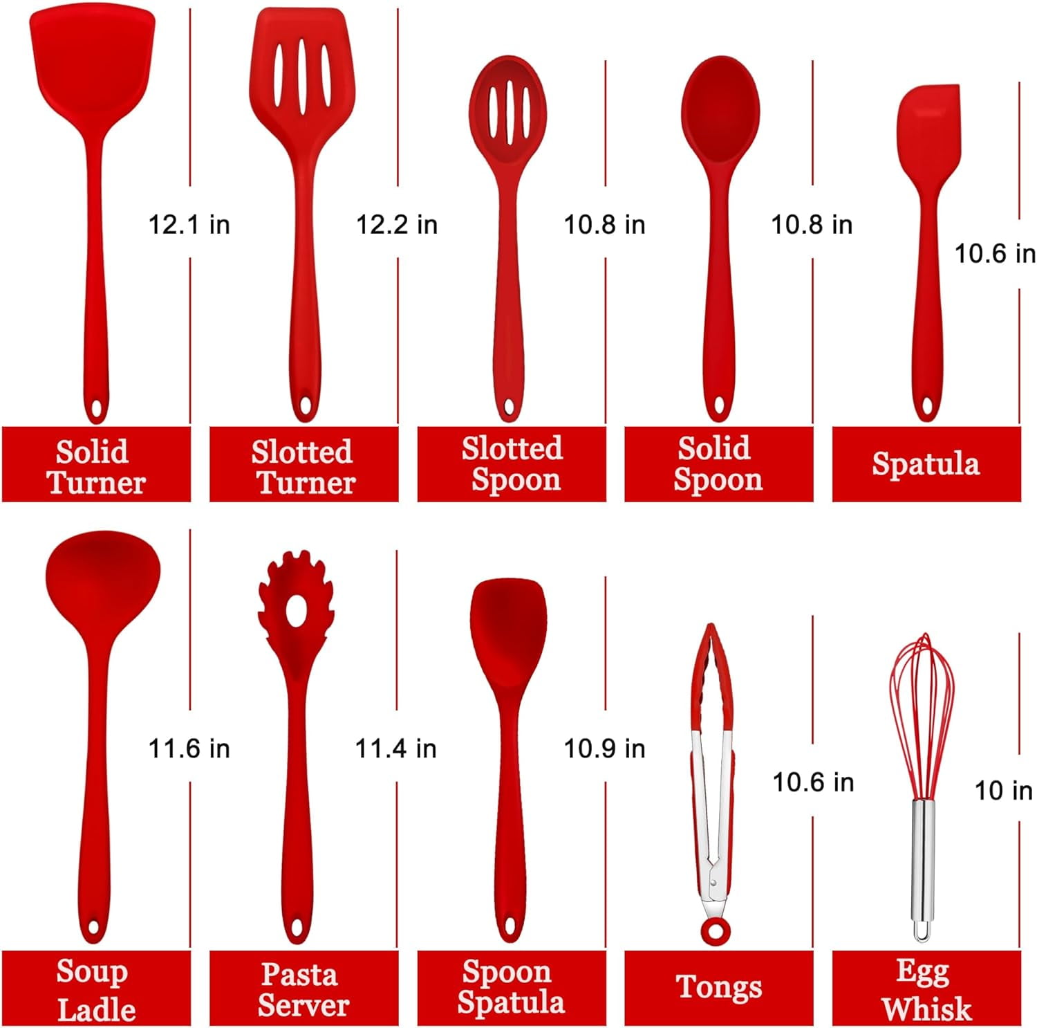 XUERUI-10 Pieces Silicone Cooking Utensils Set, Heat Resistant Kitchen ...